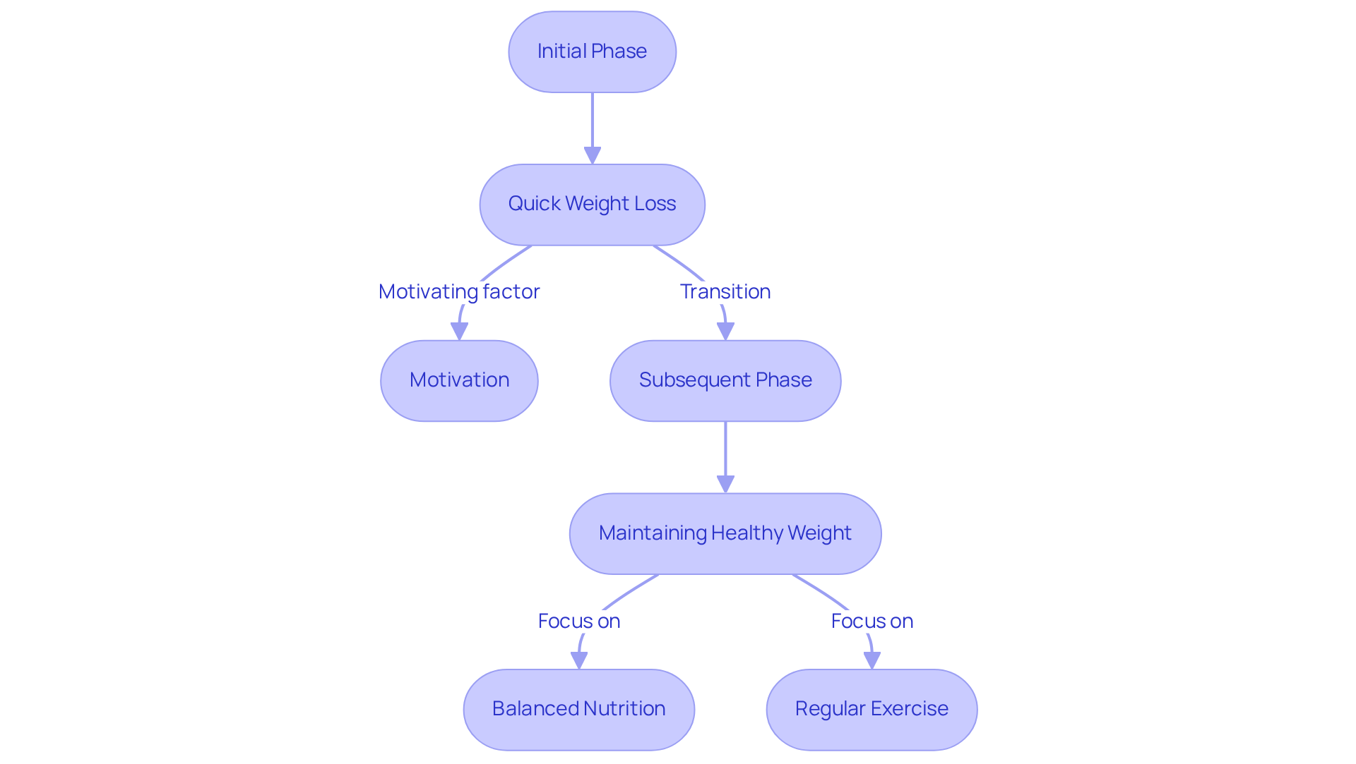 Follow the arrows to see how the diet progresses from quick weight loss to maintaining a healthy lifestyle. Each phase highlights important aspects of the journey towards better health.