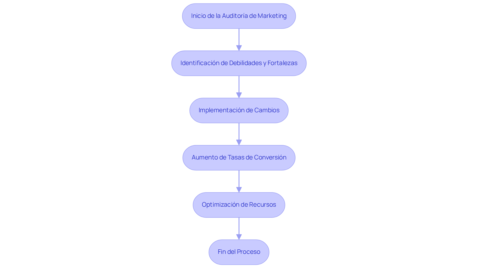 Cada cuadro representa un paso en el proceso de auditoría de marketing. Sigue las flechas para ver cómo se relacionan las etapas y cómo cada una contribuye a la mejora del rendimiento empresarial. Cada cuadro representa un paso en el proceso de auditoría de marketing. Sigue las flechas para ver cómo se relacionan las etapas y cómo cada una contribuye a la mejora del rendimiento empresarial.