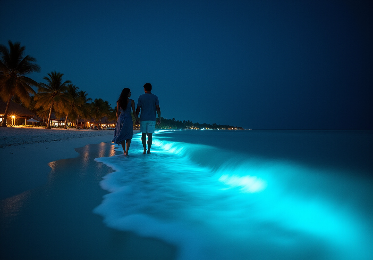 Enchanting Bioluminescence on Maldives Beach
