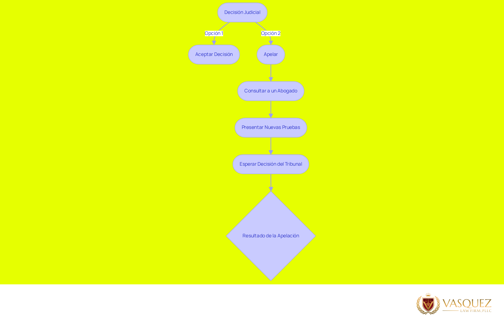 Este diagrama muestra cómo los padres pueden apelar decisiones judiciales. Comienza con la decisión inicial y sigue los pasos que pueden tomar para buscar un cambio. Cada cuadro representa una etapa en el proceso.
