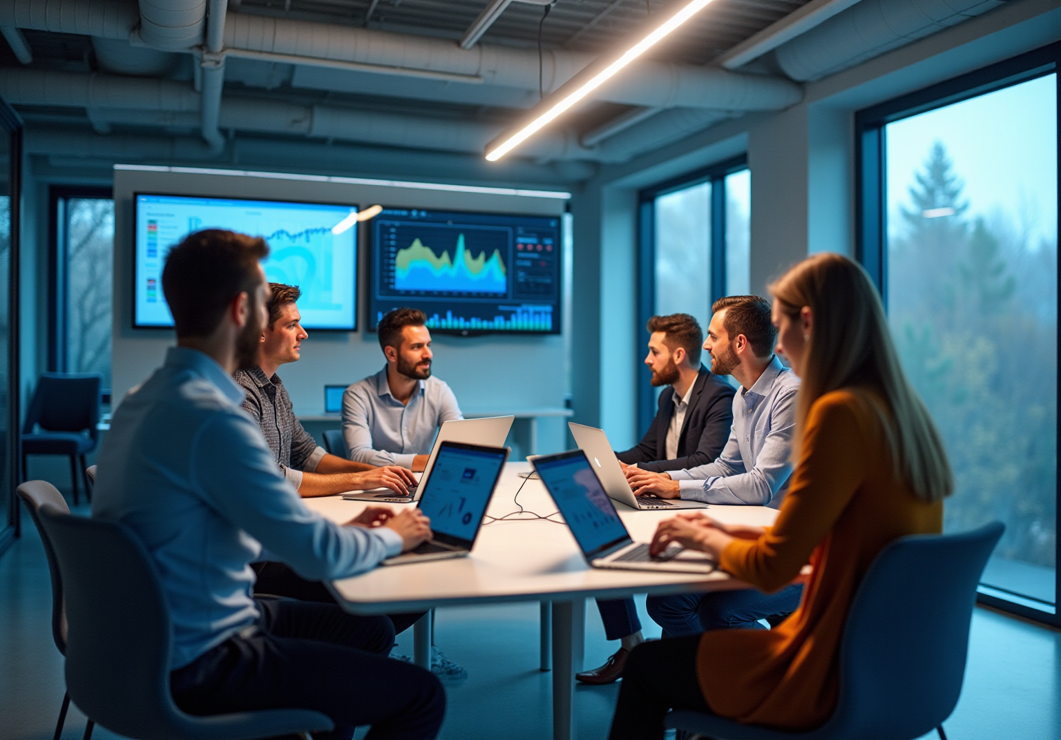 SEO Experts Collaborating in a Modern Office