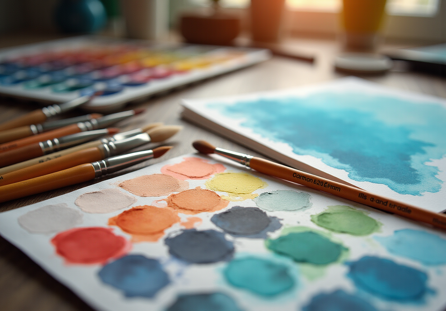 Essential Watercolor Supplies in an Artist's Studio