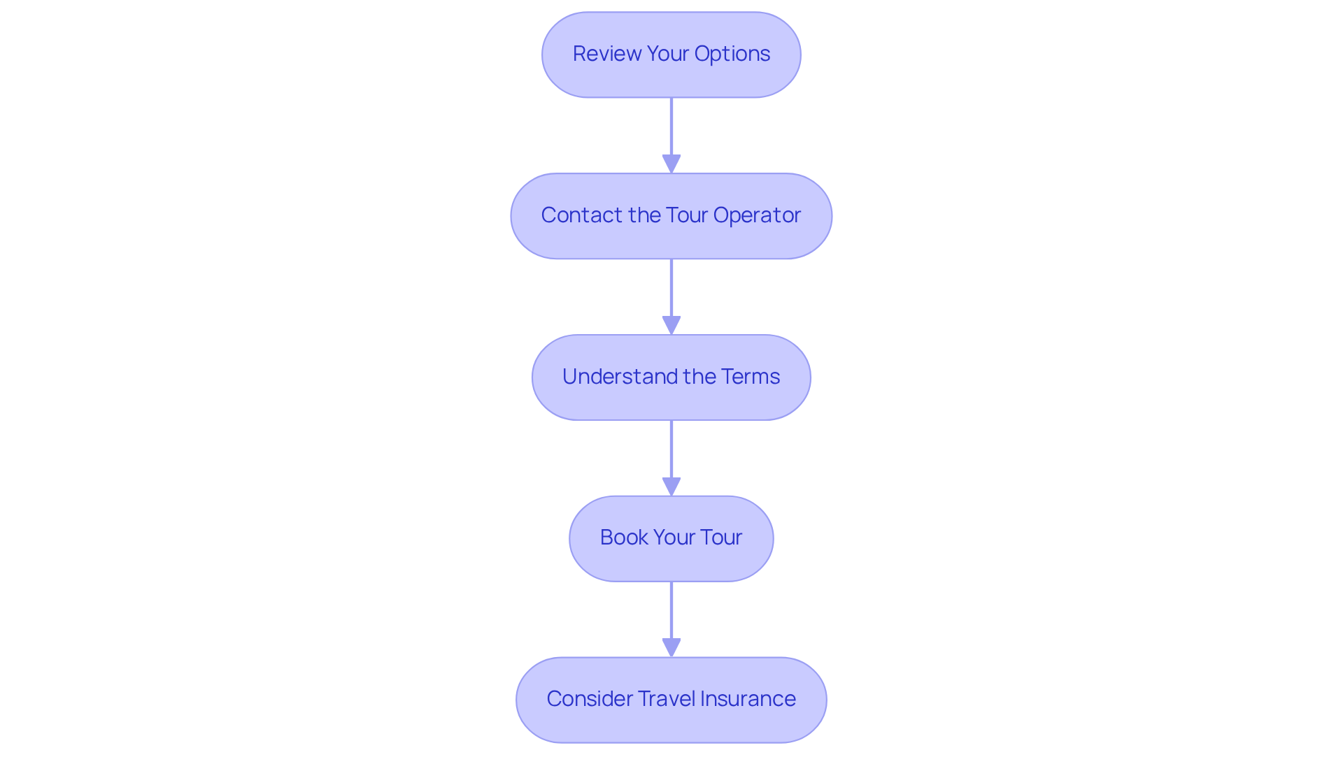 Follow the boxes from top to bottom to see the steps you need to take to finalize your tour booking — each step is essential to ensure a smooth and enjoyable experience.