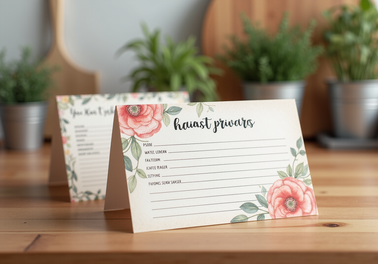 Personalized Watercolor Recipe Cards in a Cozy Kitchen Personalized Watercolor Recipe Cards in a Cozy Kitchen