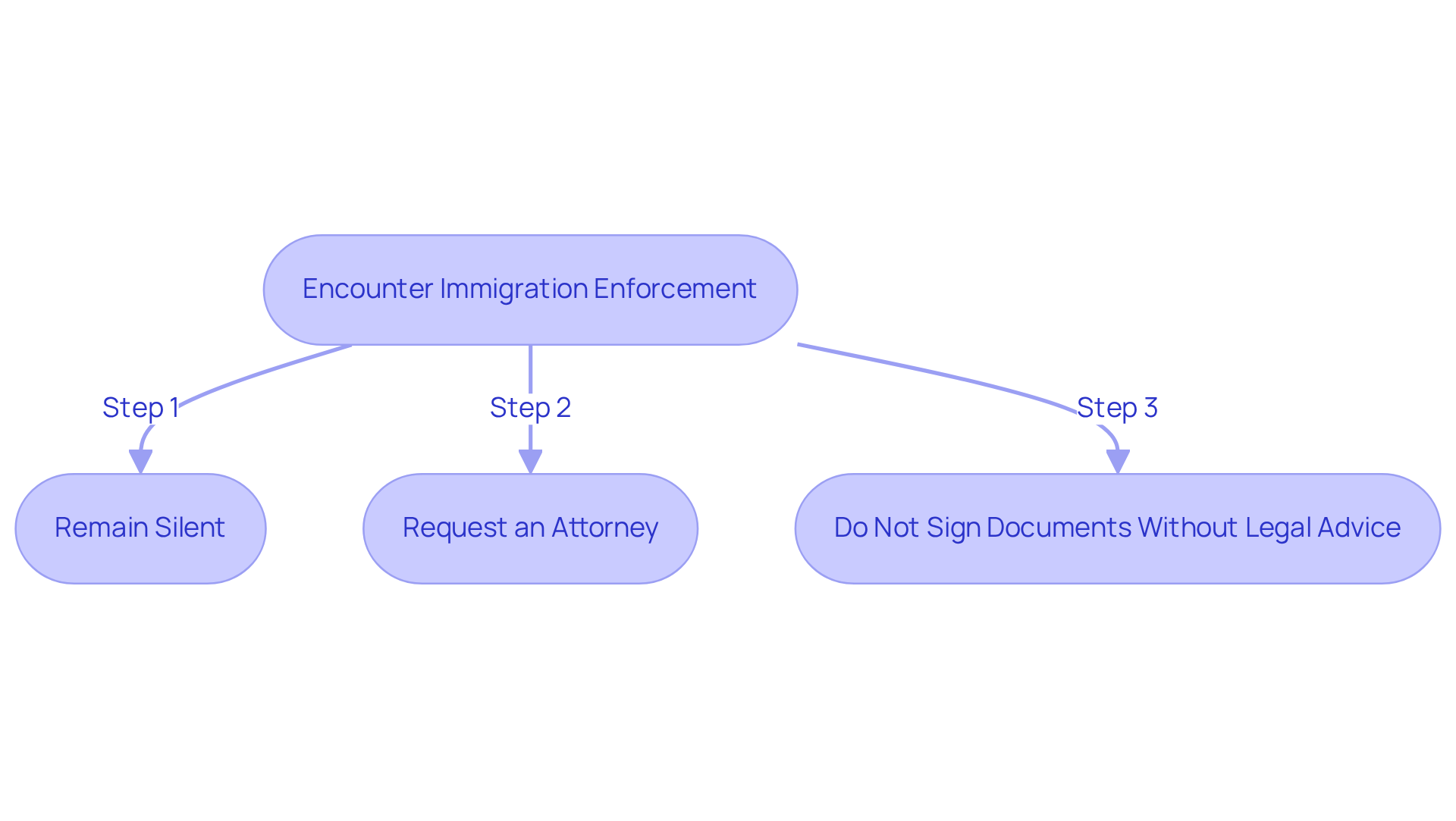 This flowchart guides you through the actions you should take if you encounter immigration enforcement — follow the arrows to understand your rights and the immediate steps you need to take.