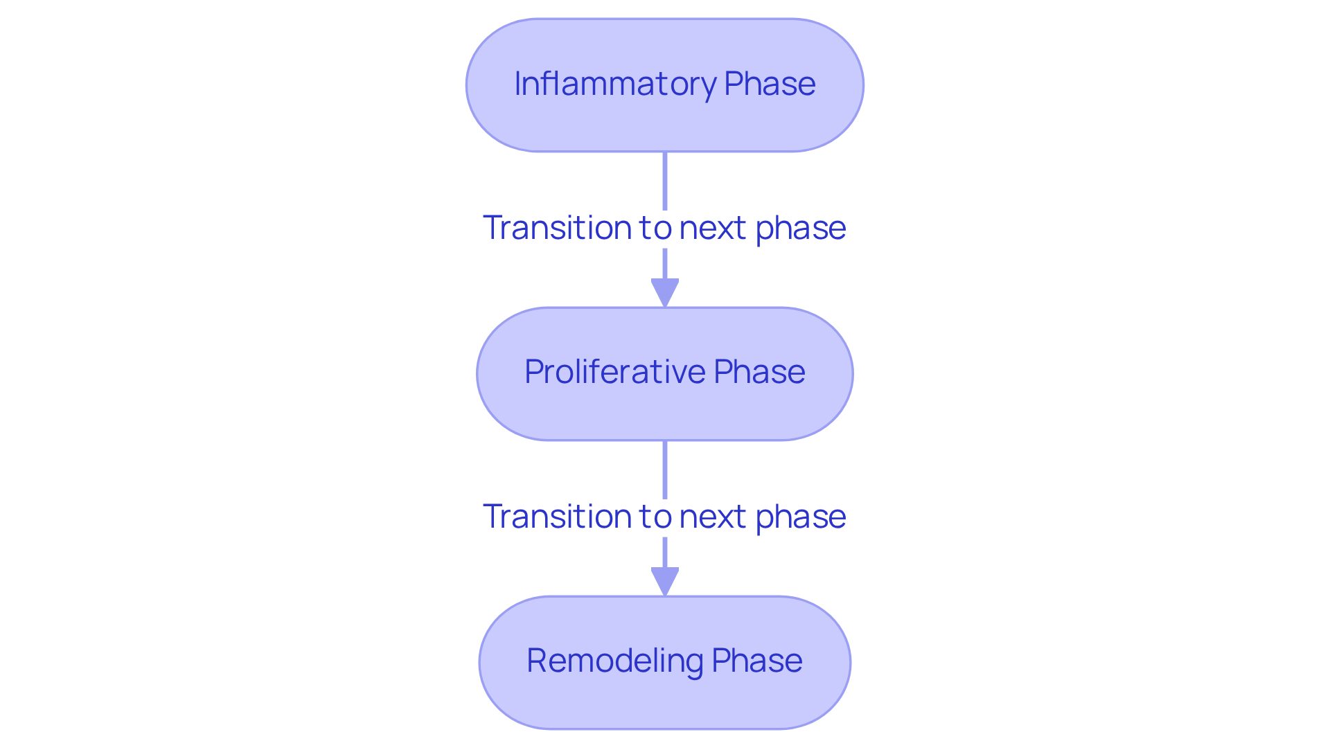 This flowchart outlines the journey of tendon healing. Each box represents a phase: the inflammatory phase is where swelling occurs, the proliferative phase is when new tissue forms, and the remodeling phase is when the tissue strengthens. Follow the arrows to see how healing progresses over time.