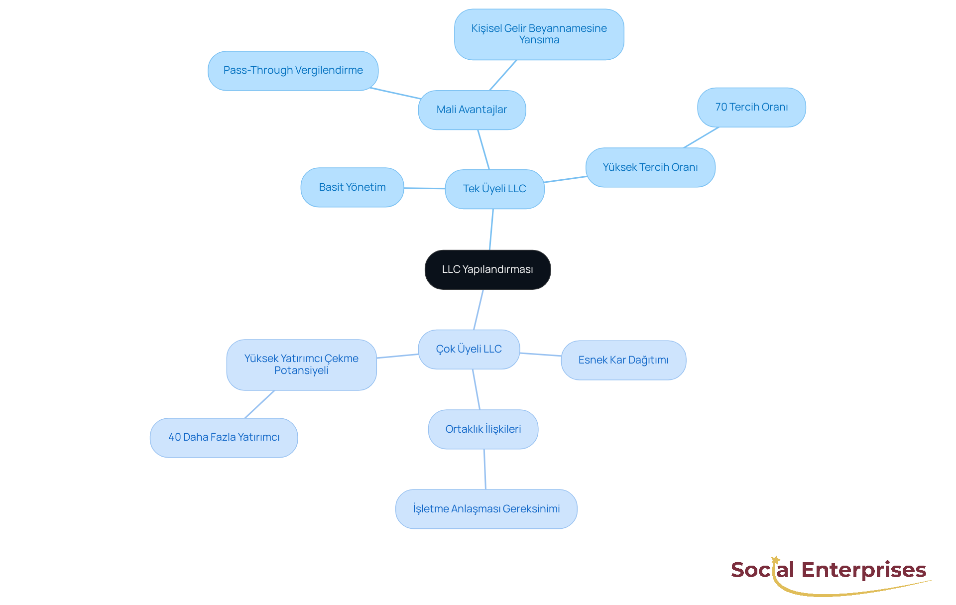 Merkezdeki başlık LLC yapılandırmalarını tanımlar. Dallar, her yapı türünün özelliklerini ve avantajlarını gösterir. Her alt başlık, önemli bilgileri ve farklılıkları belirtir — böylece hangi yapının hangi duruma daha uygun olduğunu kolayca görebilirsiniz. Merkezdeki başlık LLC yapılandırmalarını tanımlar. Dallar, her yapı türünün özelliklerini ve avantajlarını gösterir. Her alt başlık, önemli bilgileri ve farklılıkları belirtir — böylece hangi yapının hangi duruma daha uygun olduğunu kolayca görebilirsiniz.