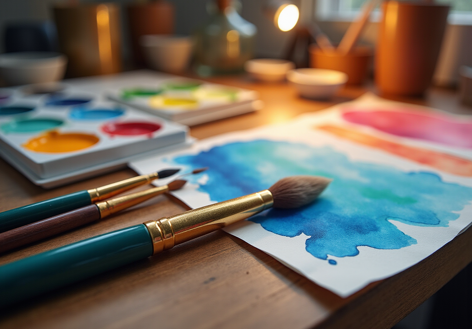 Da Vinci Watercolor Brushes in an Artist's Studio
