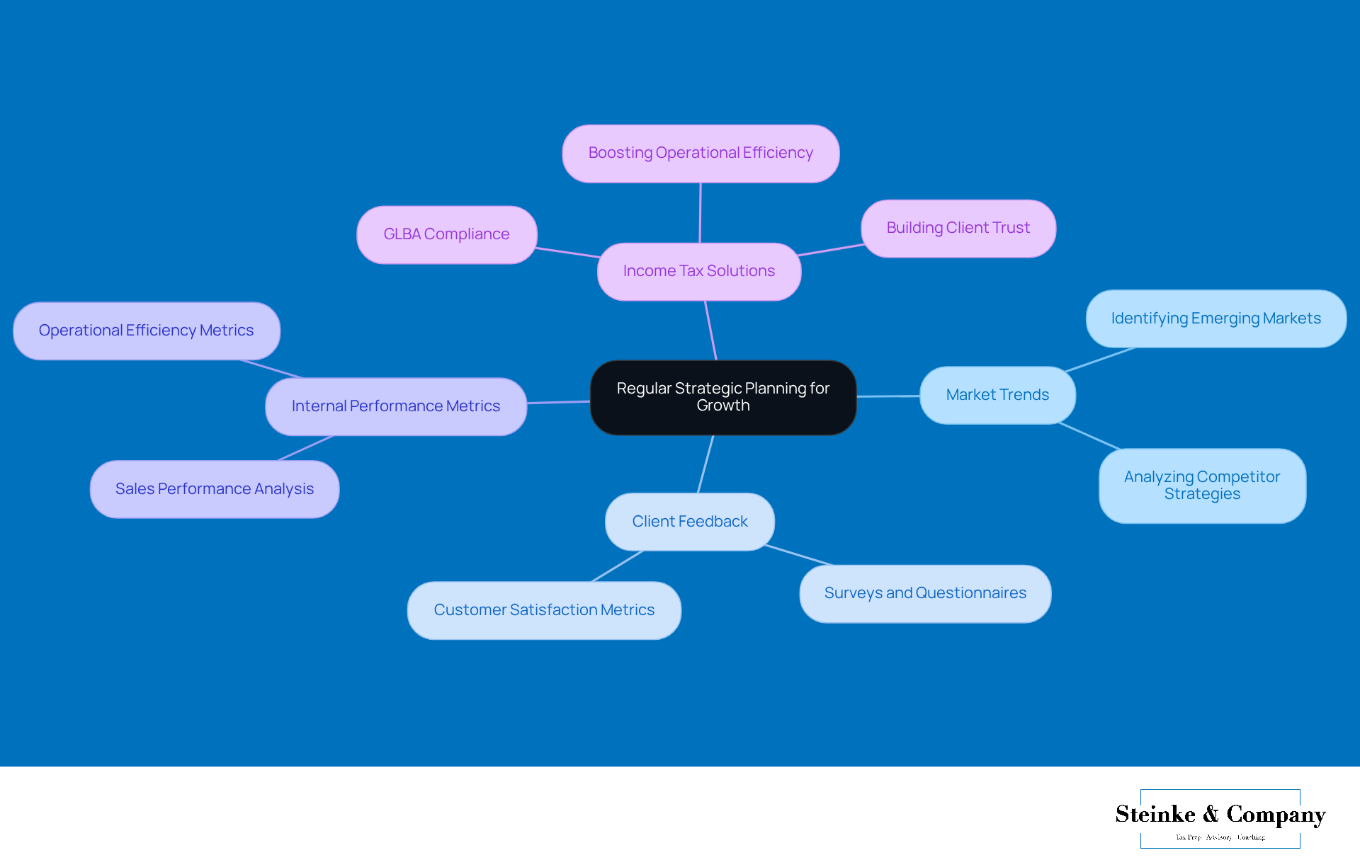The central node represents the strategy, and each branch explores a key component. Sub-branches provide more details, showing how these elements work together to foster growth. The central node represents the strategy, and each branch explores a key component. Sub-branches provide more details, showing how these elements work together to foster growth.