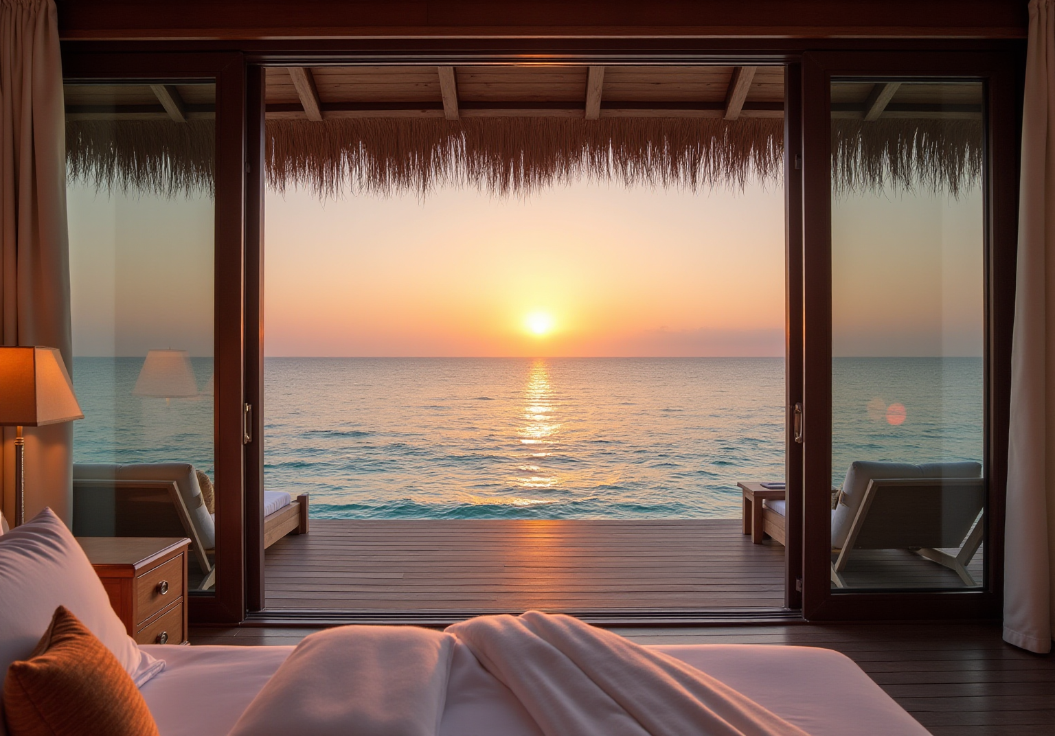 Luxurious Overwater Villas at Sunset