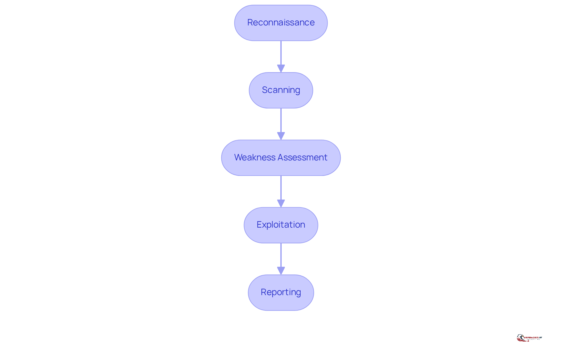 Each box represents a step in the penetration testing process. Follow the arrows to see how each phase leads to the next, starting from gathering information to reporting findings. Each box represents a step in the penetration testing process. Follow the arrows to see how each phase leads to the next, starting from gathering information to reporting findings.