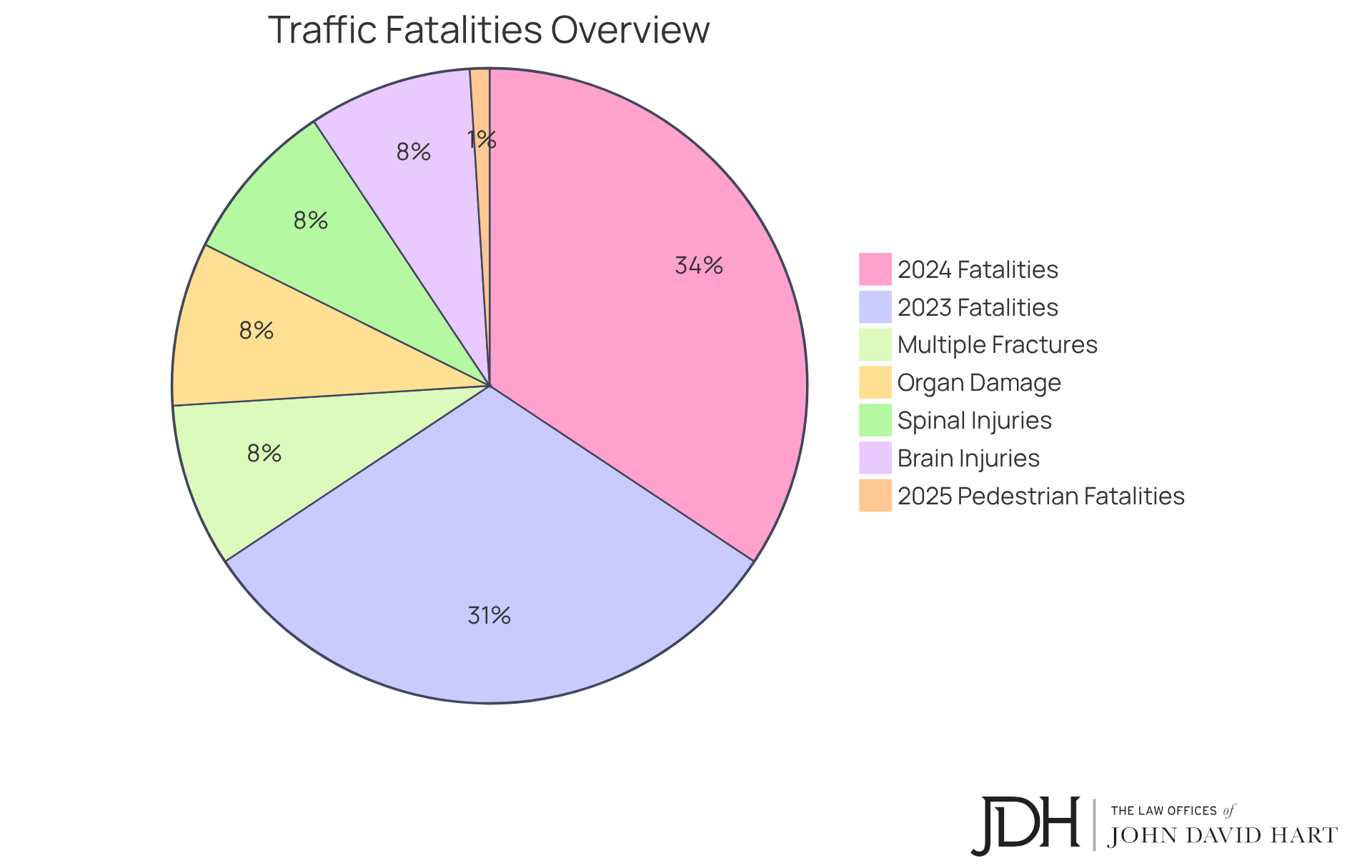 Each slice represents a category of traffic fatalities or injuries — the bigger the slice, the more significant the impact on public safety.