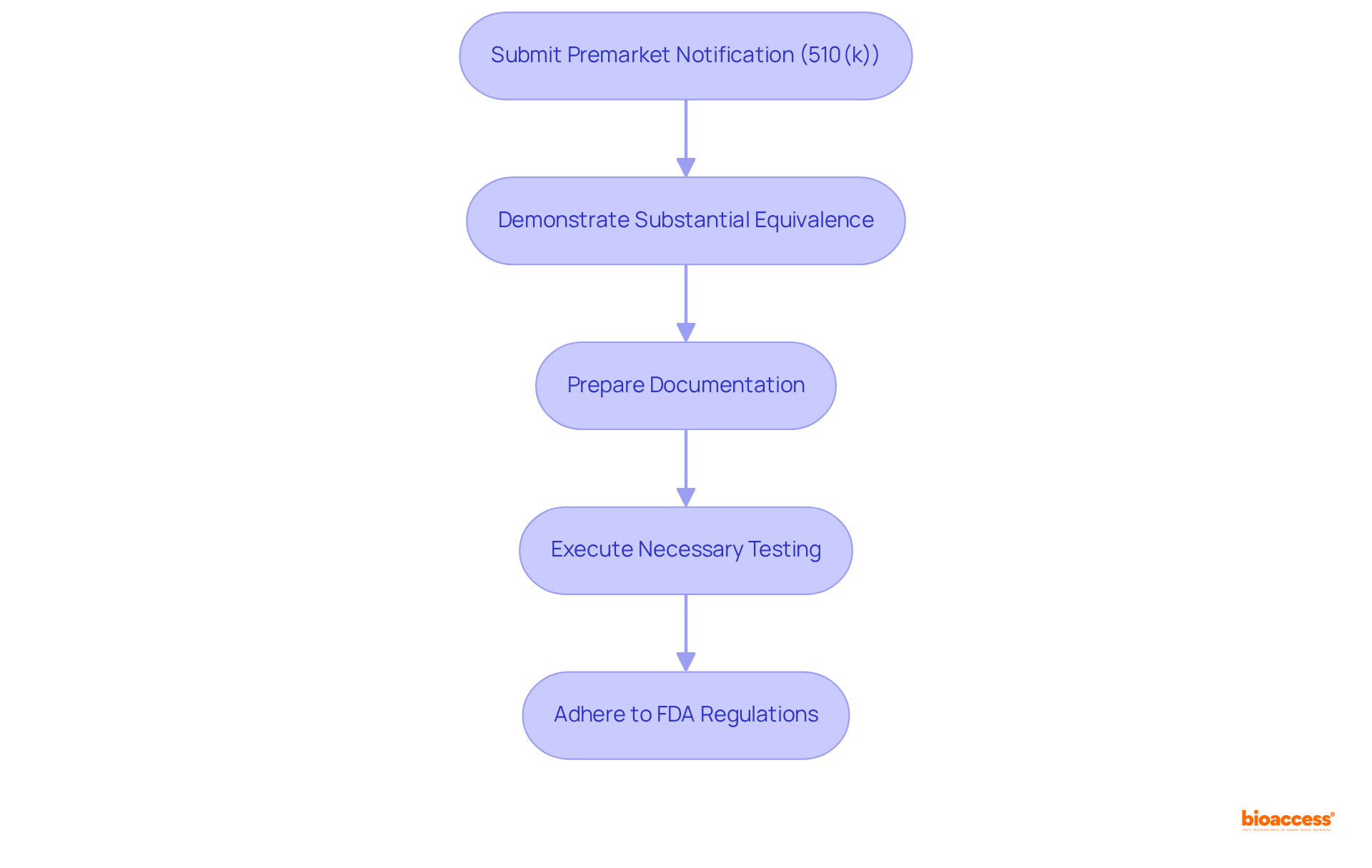 Each step in the flowchart shows a part of the approval process. Follow the arrows to see how each action leads to the next, ensuring a successful market entry.
