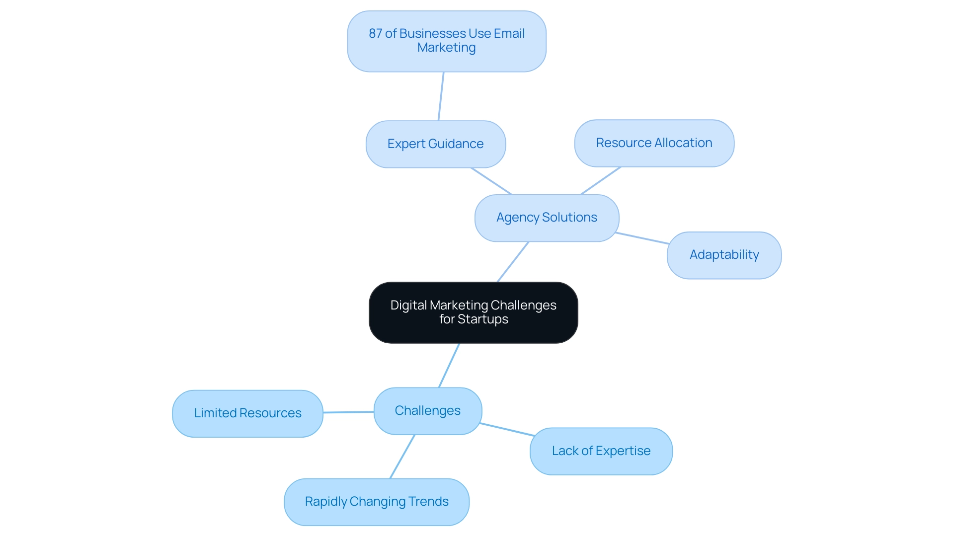 The central node represents the overarching theme, with branches illustrating specific challenges and corresponding solutions provided by agencies.