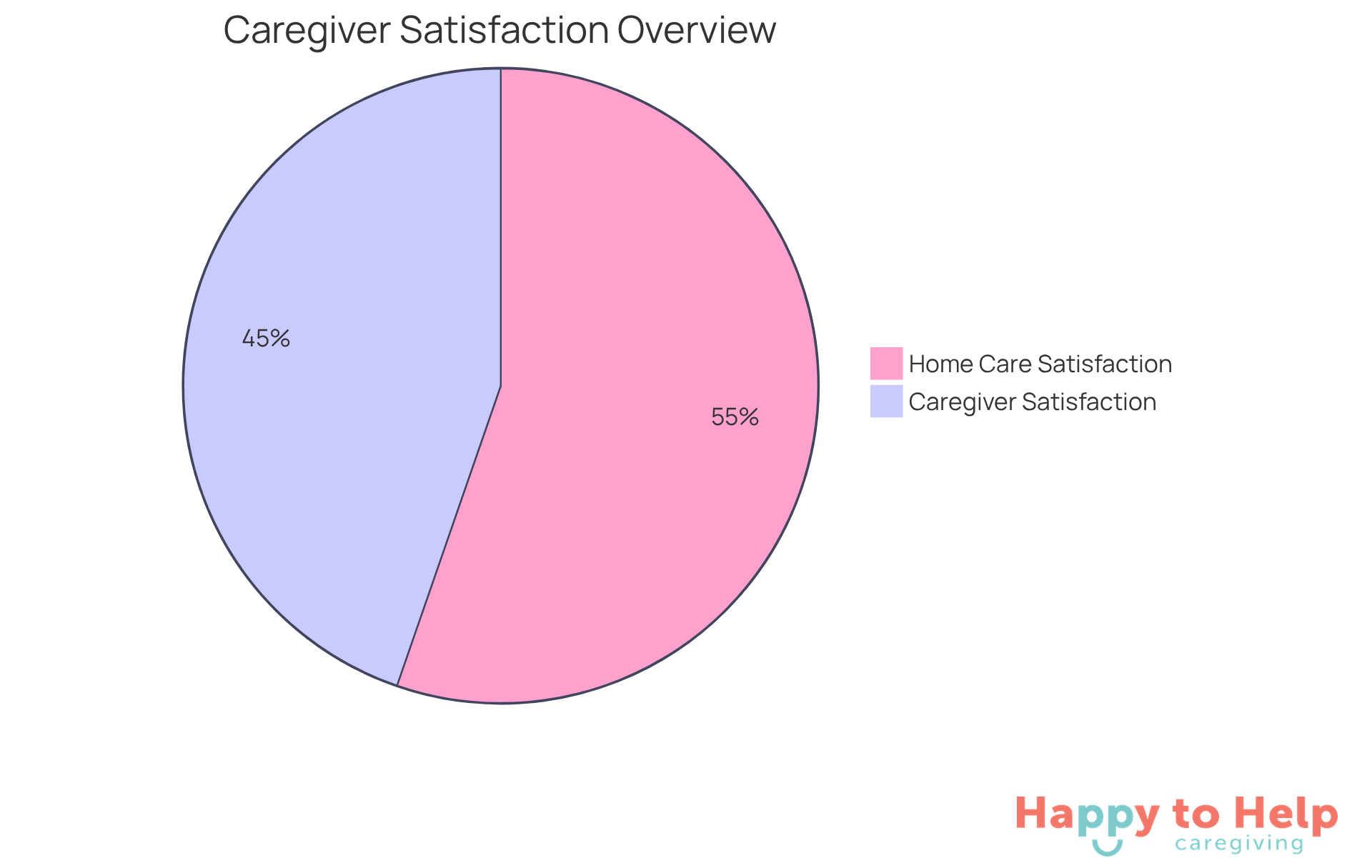 Each slice shows the percentage of caregivers and participants who expressed satisfaction - the larger the slice, the more people felt positively about their caregiving experience.