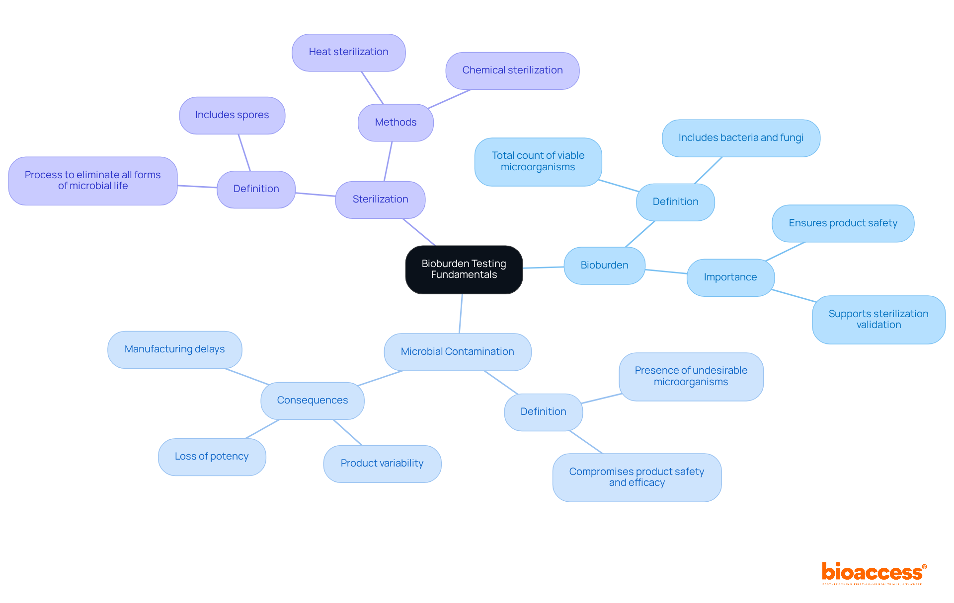 The central node represents the main topic, while the branches show key terms and their definitions. Each color-coded branch helps you quickly identify related concepts and understand their importance in ensuring product safety.