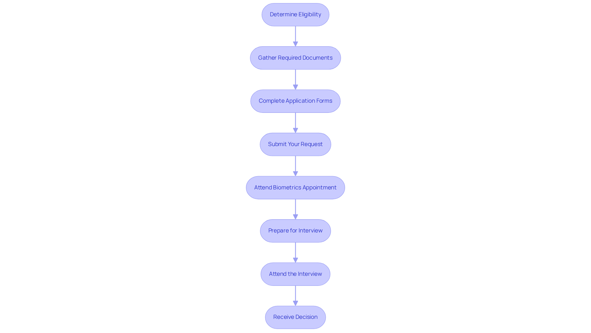 Each box represents a step you need to take in the immigration process. Follow the arrows to see how each step leads to the next, guiding you through the journey of securing your visa.