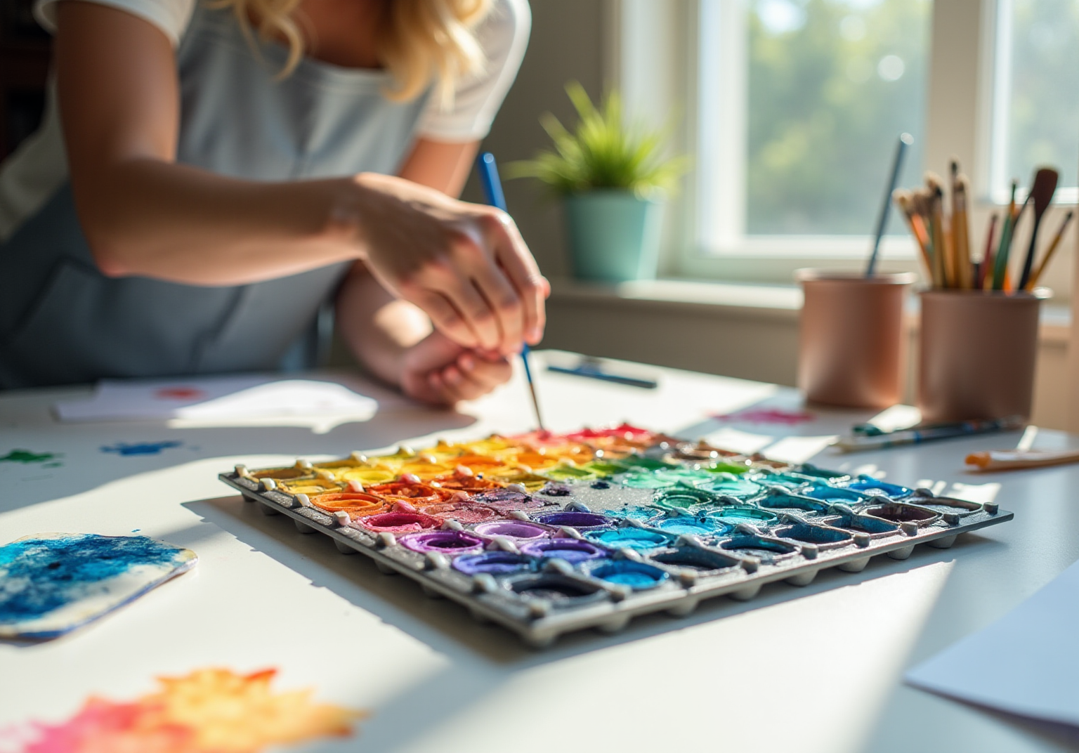 Mijello Fusion Palette in an Artist's Workspace