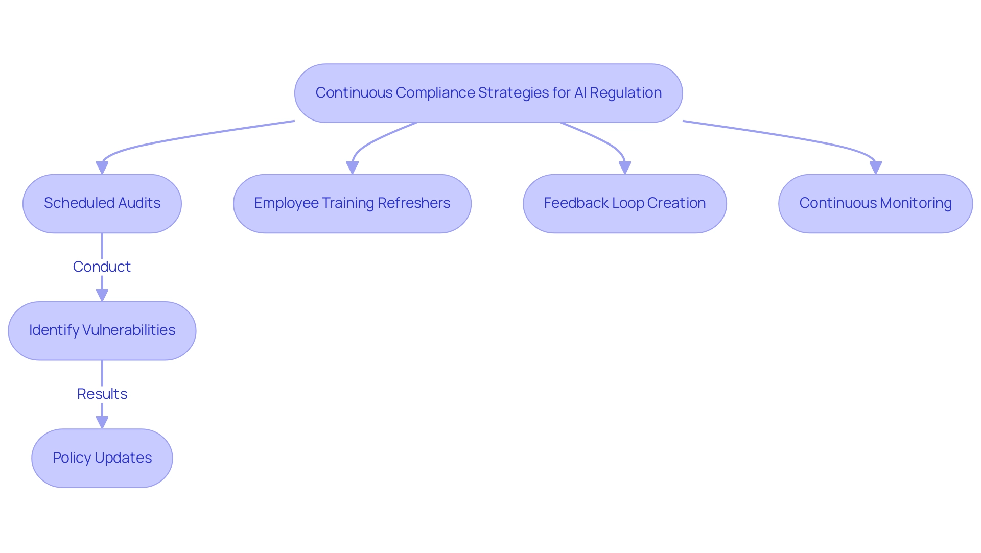 Each box represents a strategy for compliance, with arrows indicating the flow of actions and their interconnections. Colors differentiate between the types of strategies.