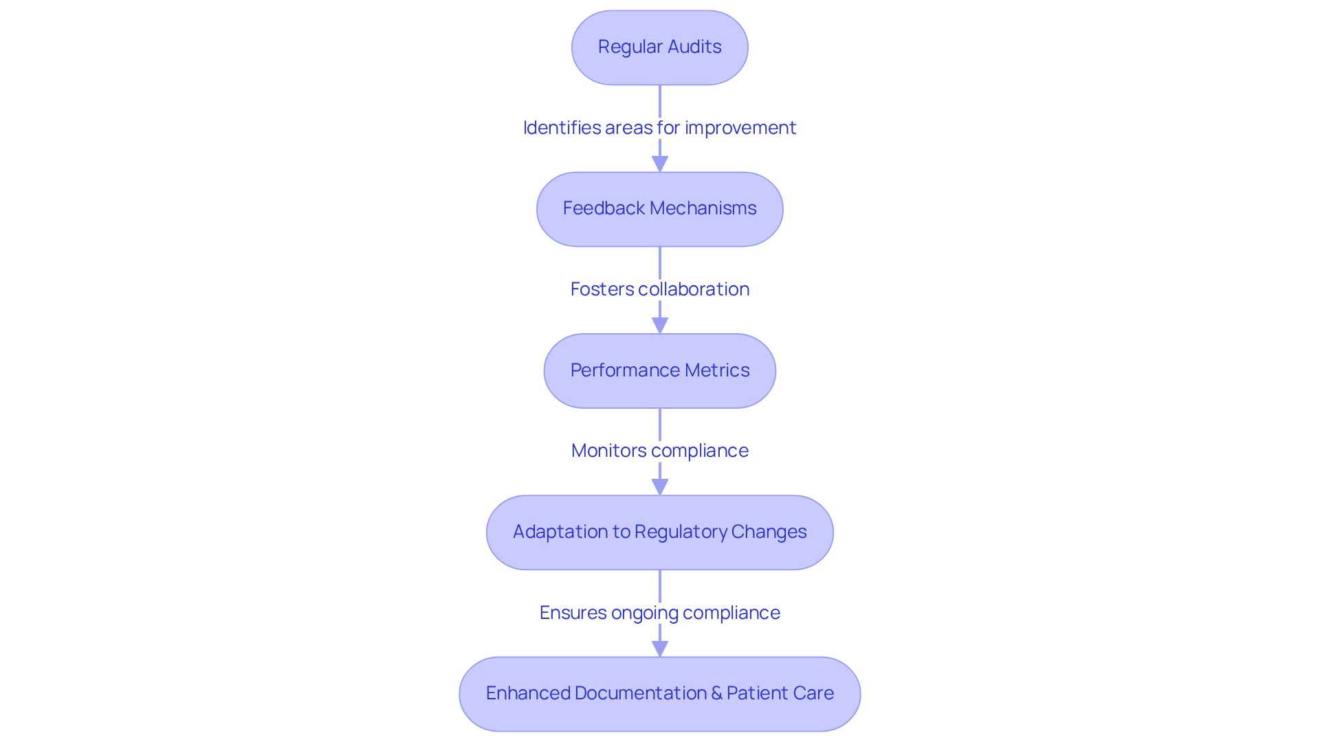 Each box represents a crucial step in the continuous improvement process. Follow the arrows to see how each step builds on the previous one, leading to enhanced documentation and patient care.