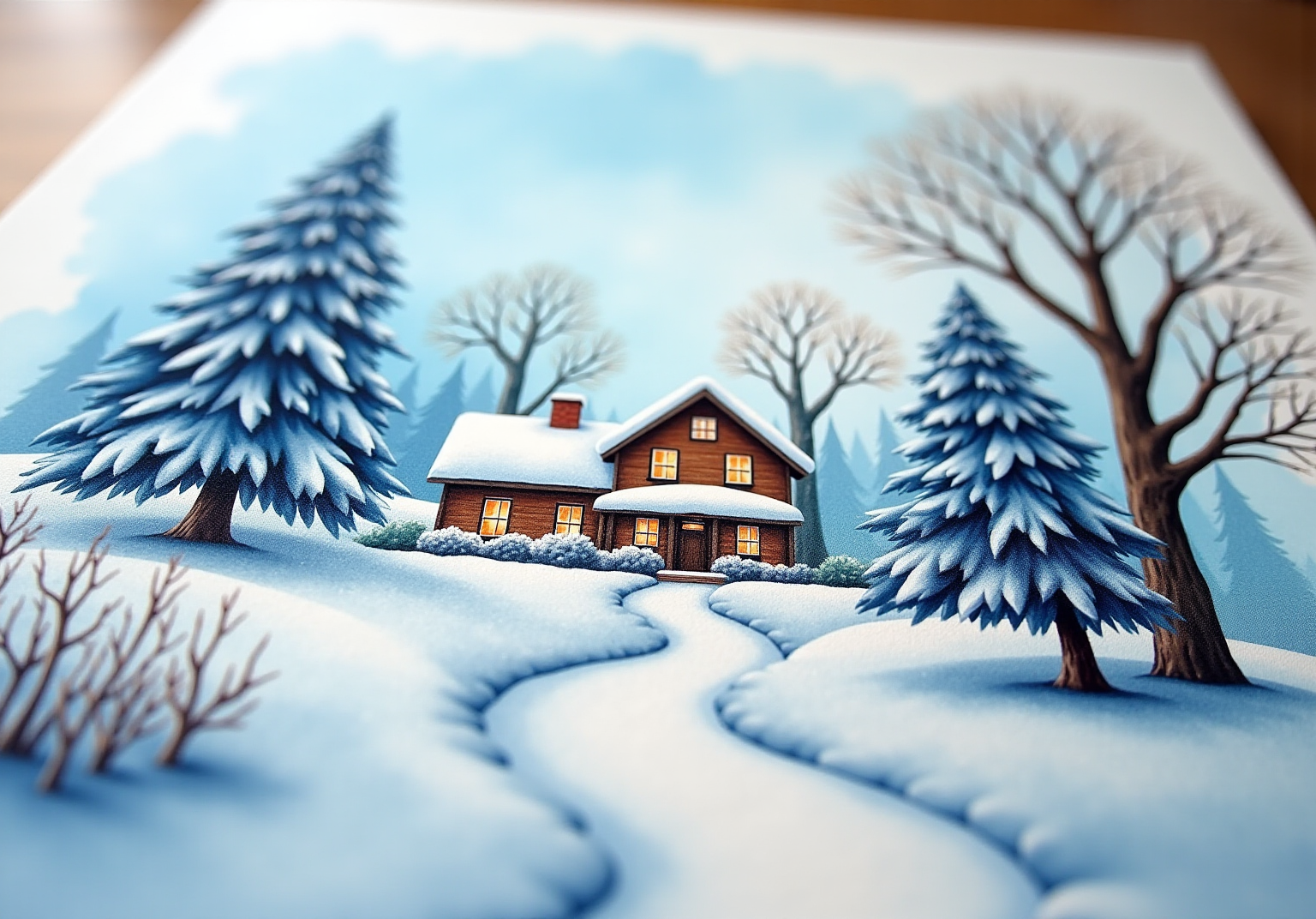 Custom Winter Watercolor Landscape Custom Winter Watercolor Landscape