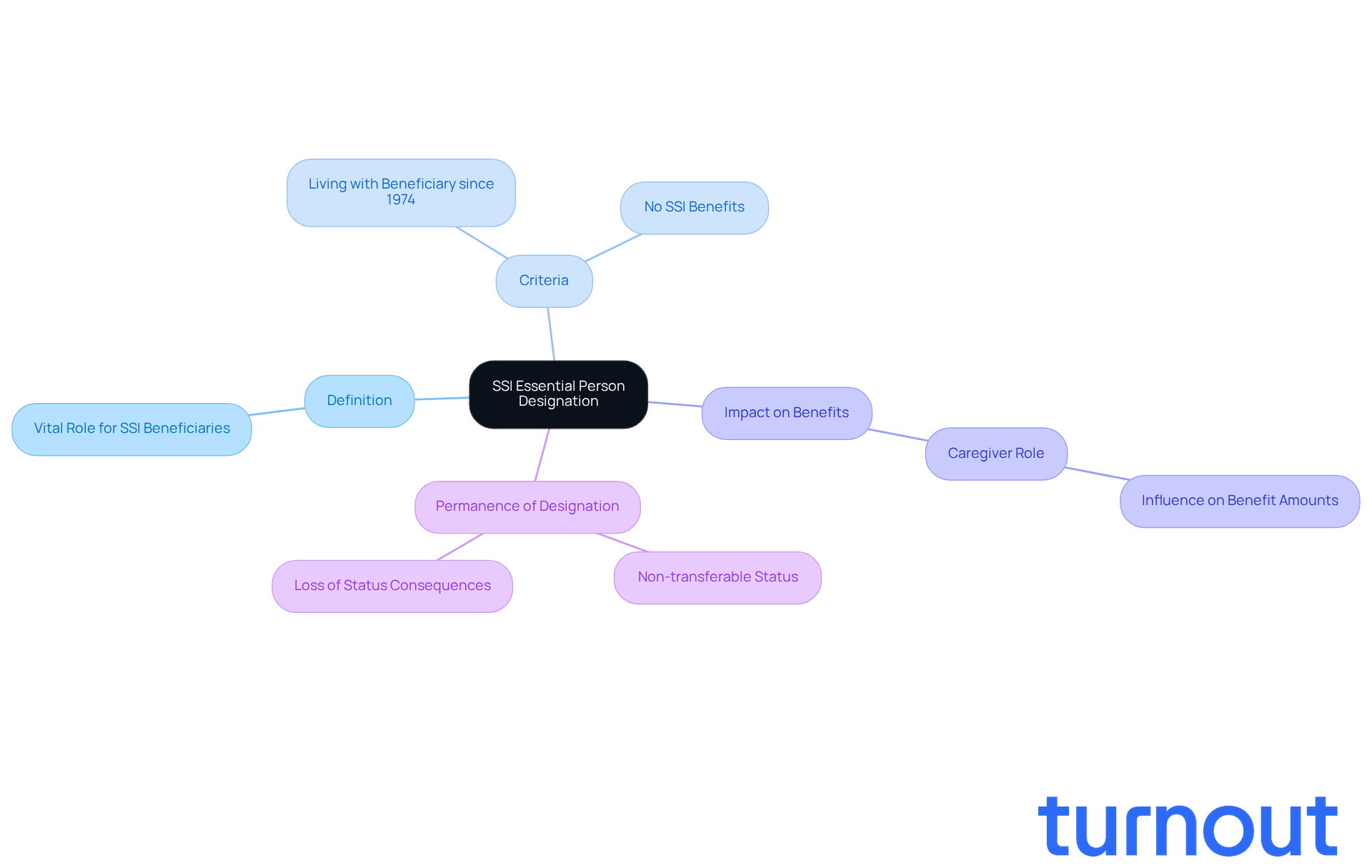 The central node represents the main concept, while the branches show related topics. Each color-coded branch helps you see how different aspects of the designation connect to the overall understanding.