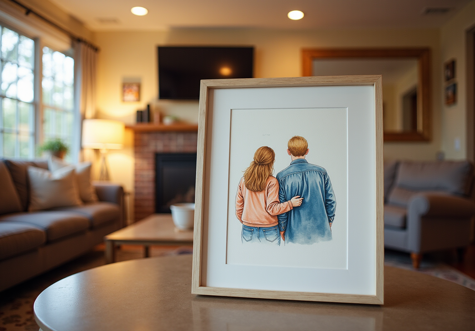 Personalized Watercolor Art in a Cozy Home