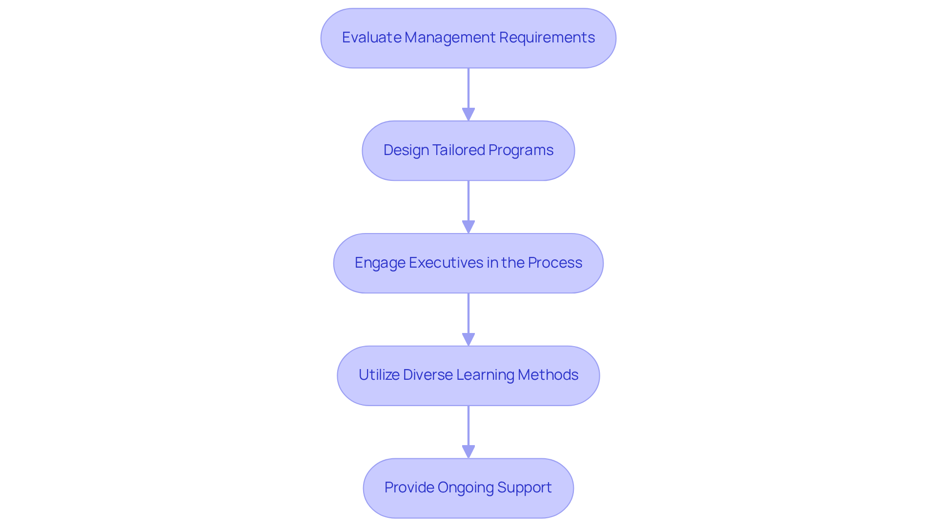 Each box represents a crucial step in the leadership development process. Follow the arrows to see how each step leads to the next, ensuring a comprehensive approach to training.