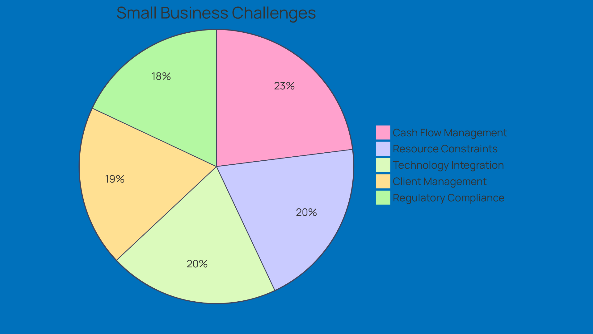 Each slice of the pie represents a different operational challenge that small agencies face. The size of each slice indicates how significant that challenge is in the overall picture of operational complexities.