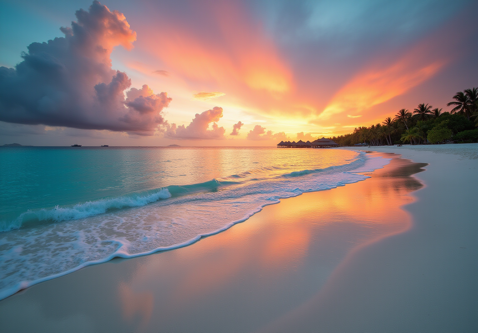 Romantic Sunset on a Maldivian Beach Romantic Sunset on a Maldivian Beach