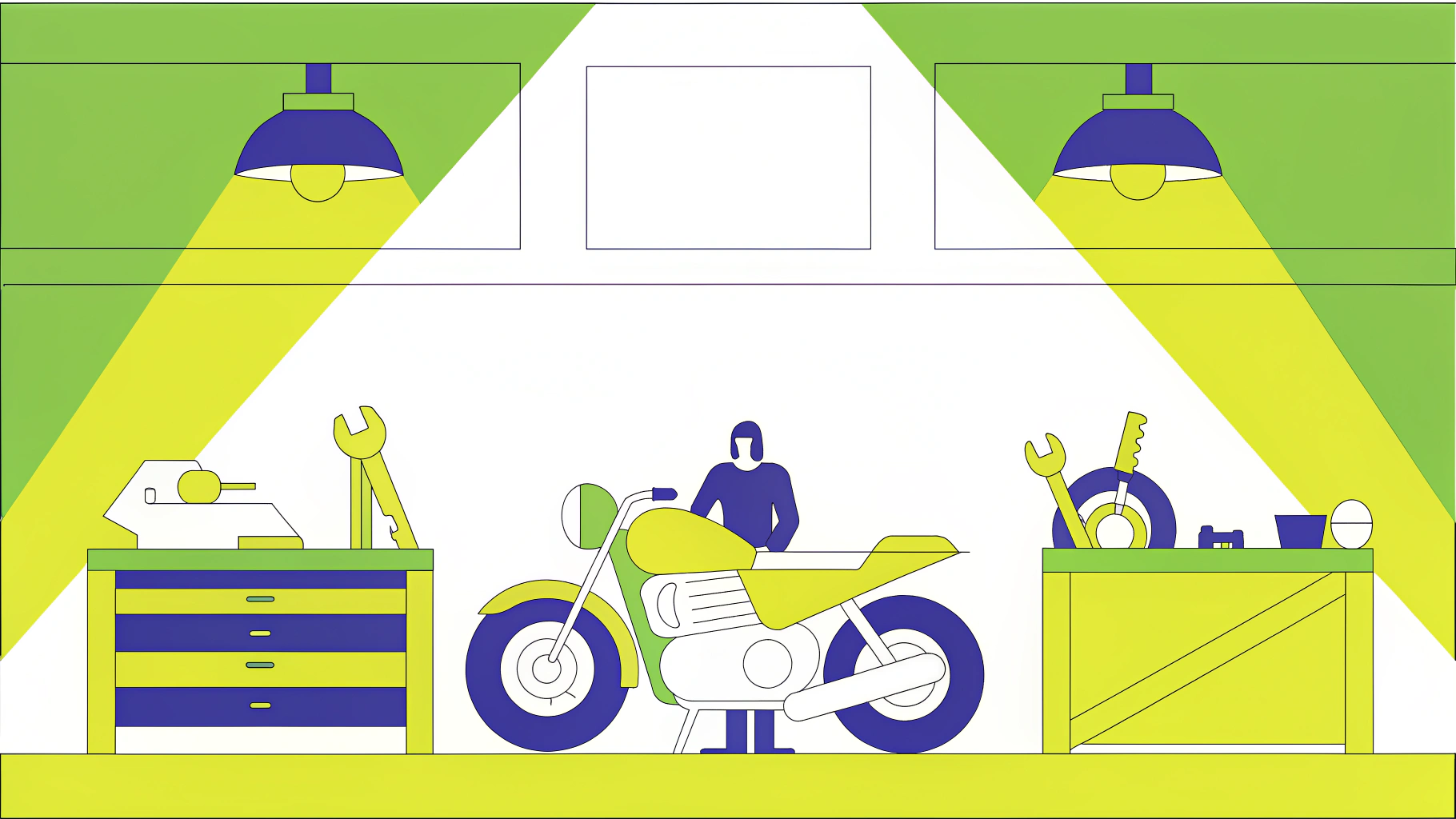 Technician at Work in a Modern Motorcycle Workshop