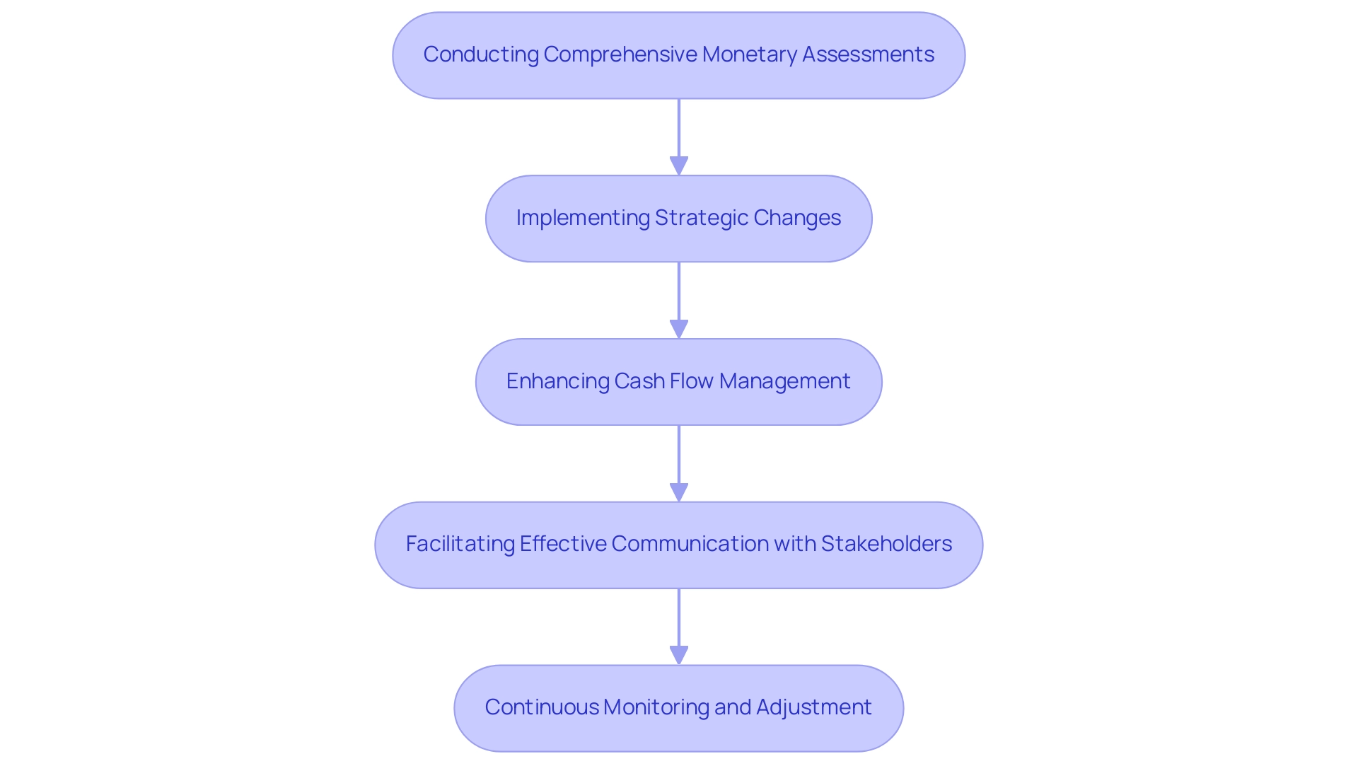 Each box represents a key strategy employed by interim CFOs, with arrows indicating the sequential flow of actions.