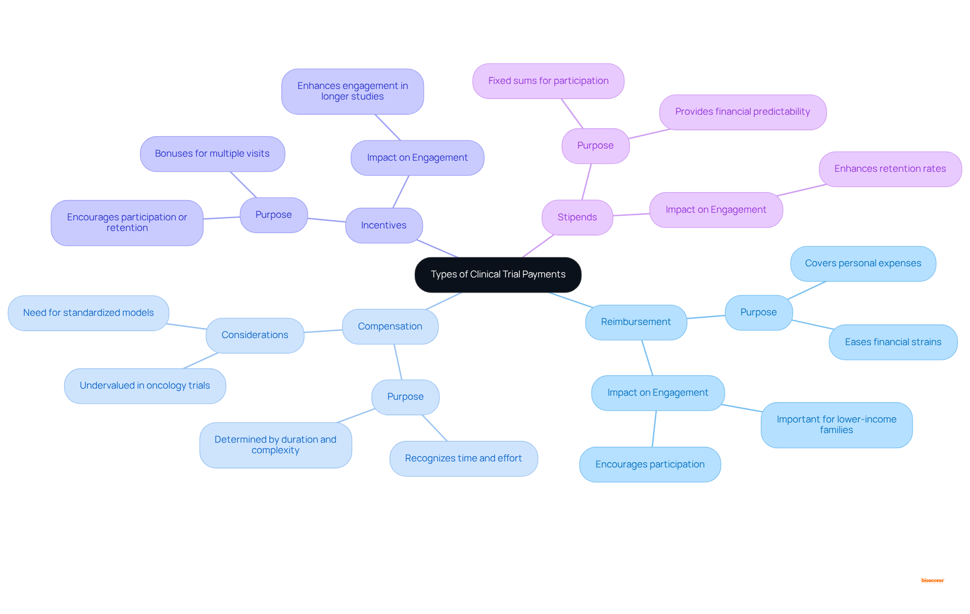 The central node represents the main theme. Each branch details a type of payment, and sub-branches include specific aspects or considerations related to that payment type. Follow the branches to explore how each category contributes to participant engagement.
