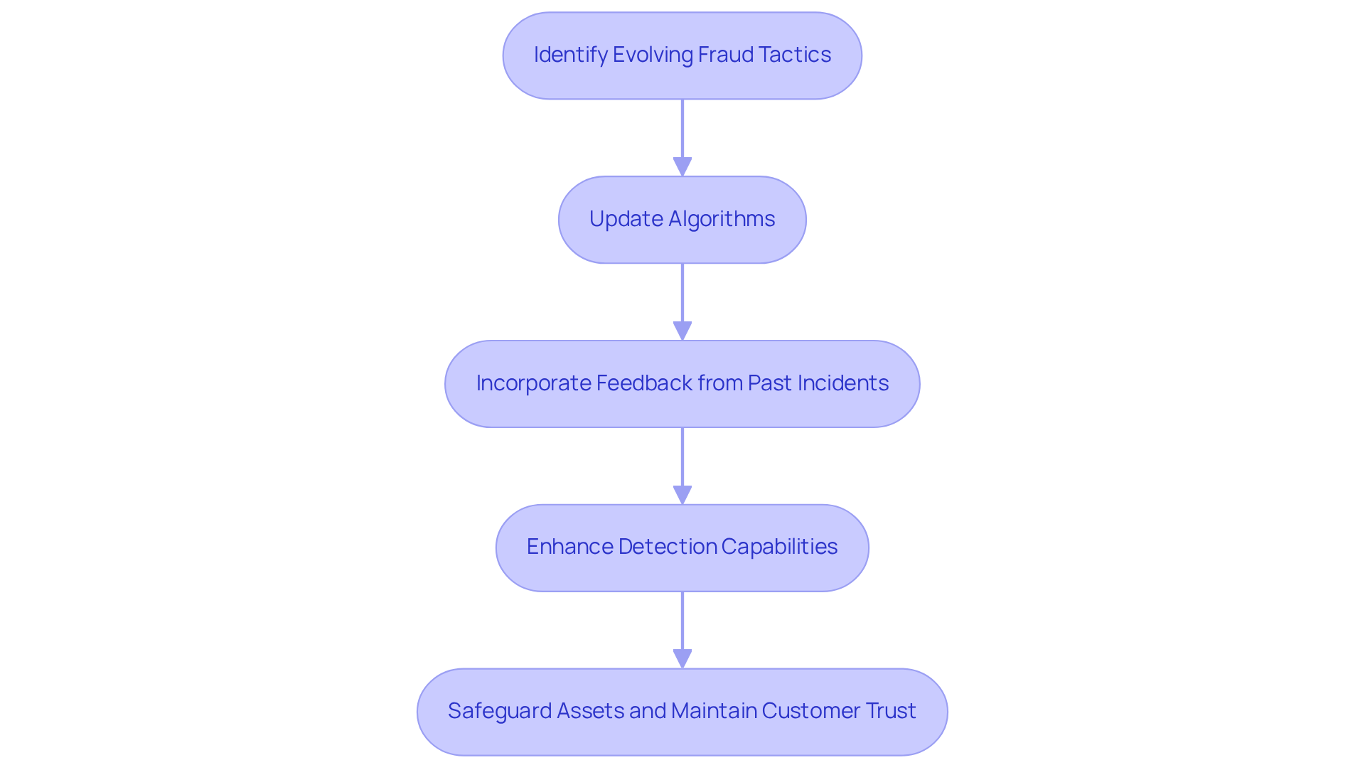 Follow the arrows to see how each step in the process builds on the previous one, leading to better fraud detection and protection for businesses.