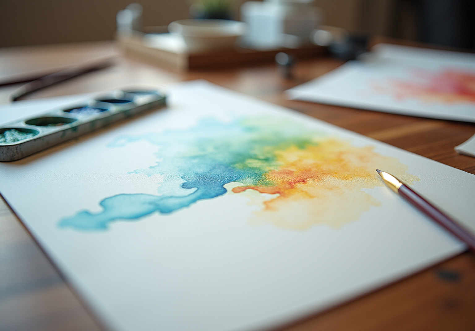 Artist's Workspace with Arches Watercolor Paper Artist's Workspace with Arches Watercolor Paper