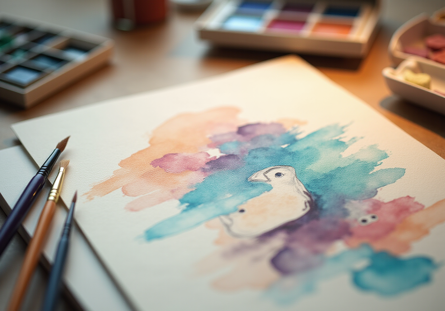 Canson Montval Watercolor Paper in an Artist's Workspace Canson Montval Watercolor Paper in an Artist's Workspace