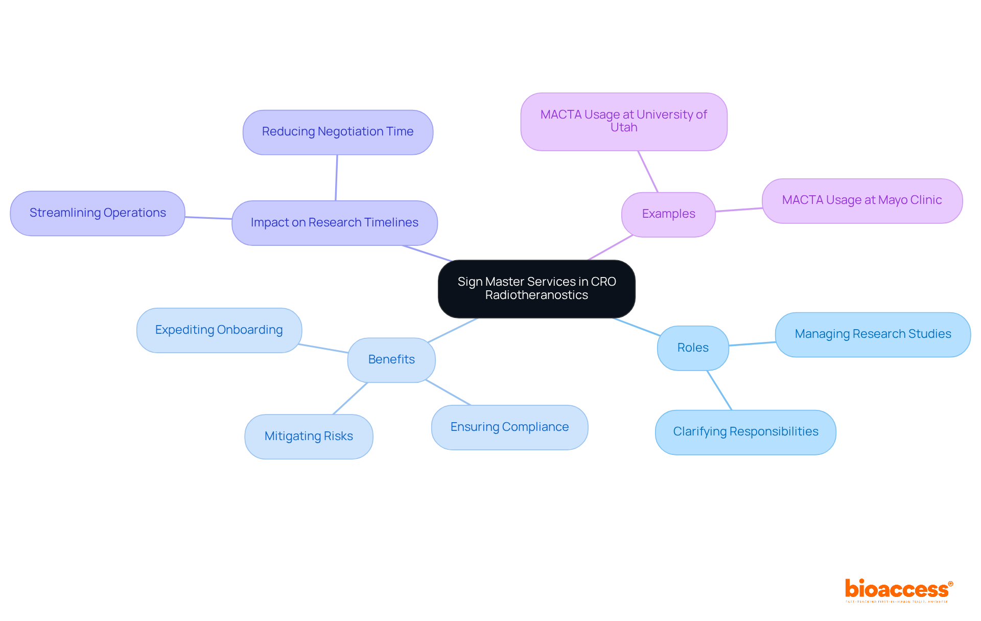 The central node represents the main topic, while the branches show different aspects of how Sign Master Services function in research. Each branch highlights a specific area, making it easy to understand the overall impact and importance.