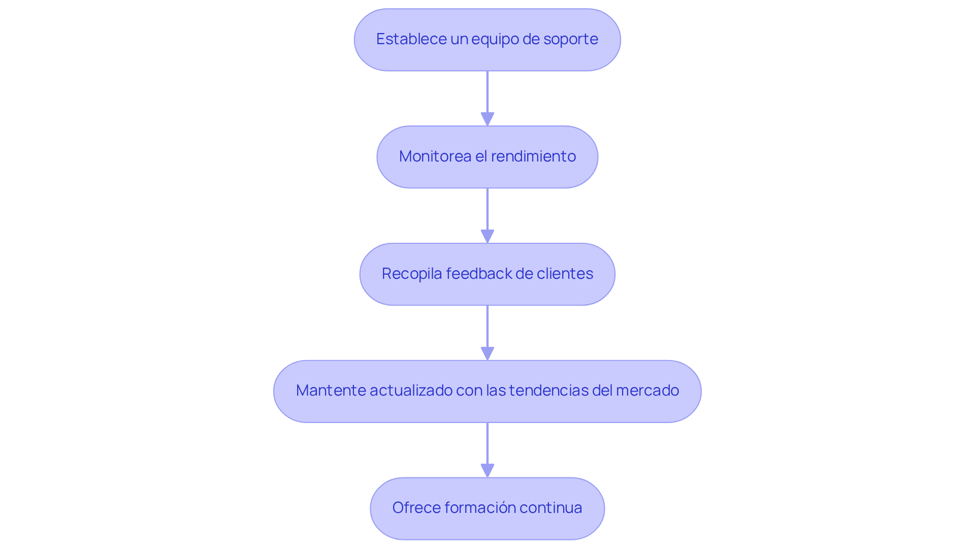 Cada caja representa un paso que debes seguir para asegurar el éxito de tu tienda. Sigue las flechas para ver cómo cada acción se relaciona con la siguiente en el camino hacia el crecimiento.