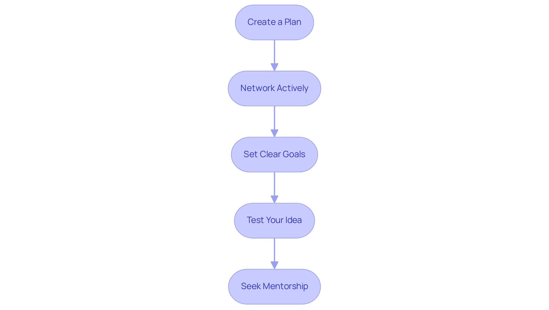 Each box represents a strategic step in the entrepreneurial transition process, with arrows indicating the sequence of actions to follow.