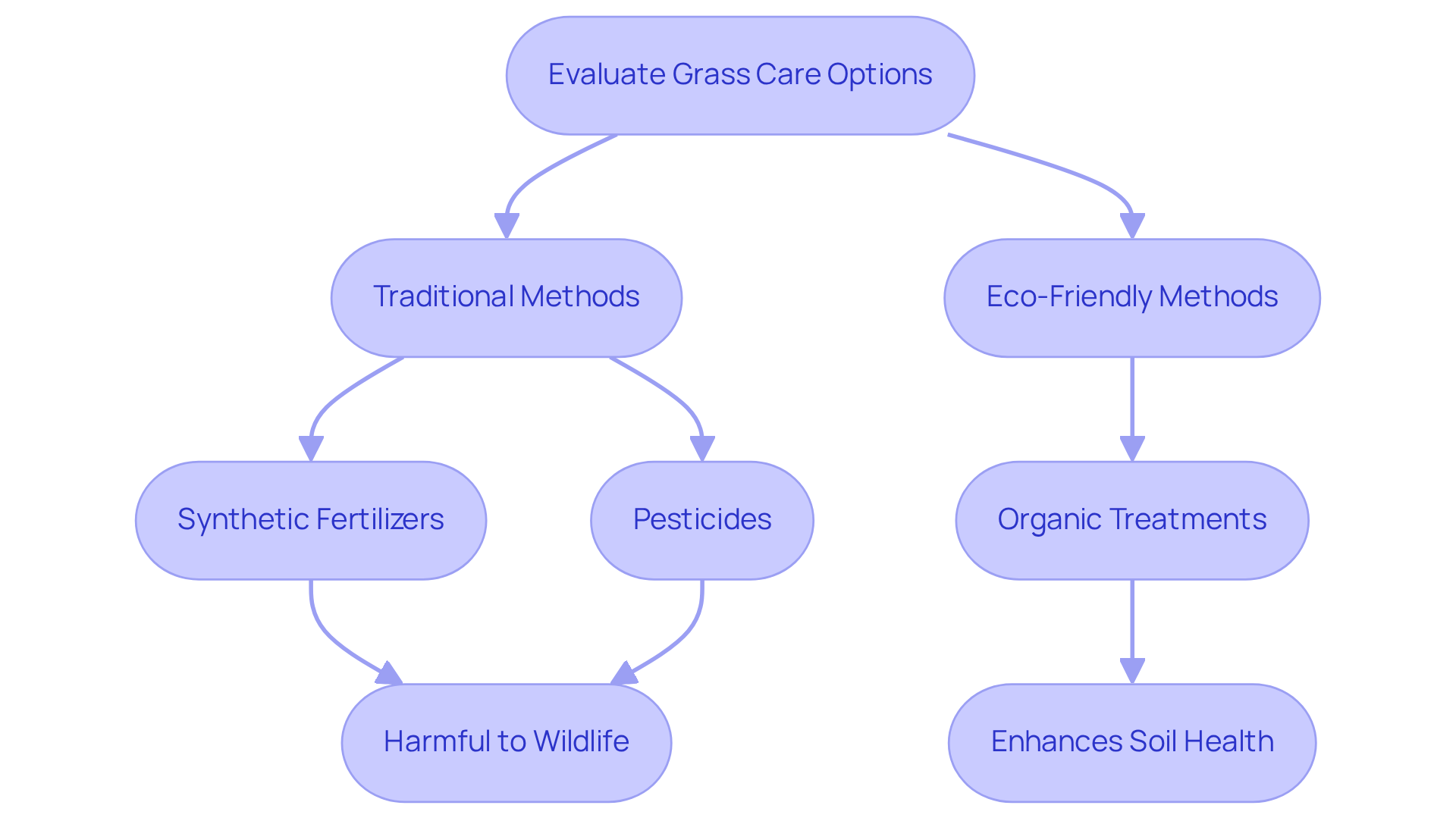 This flowchart guides you through the decision-making process for grass care. Follow the paths to see the impact of traditional versus eco-friendly methods on your yard and the environment. This flowchart guides you through the decision-making process for grass care. Follow the paths to see the impact of traditional versus eco-friendly methods on your yard and the environment.