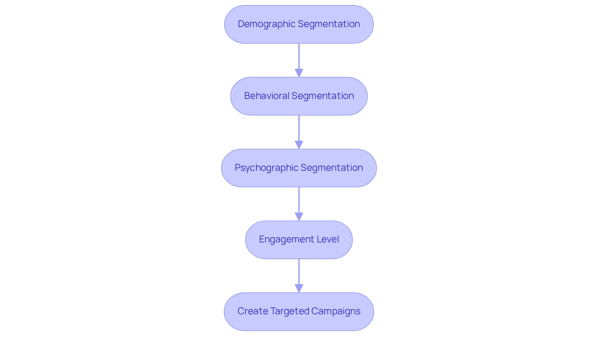 Each box represents a step in the audience segmentation process. Follow the arrows to see how each strategy leads to the next, culminating in targeted campaigns that enhance marketing effectiveness.