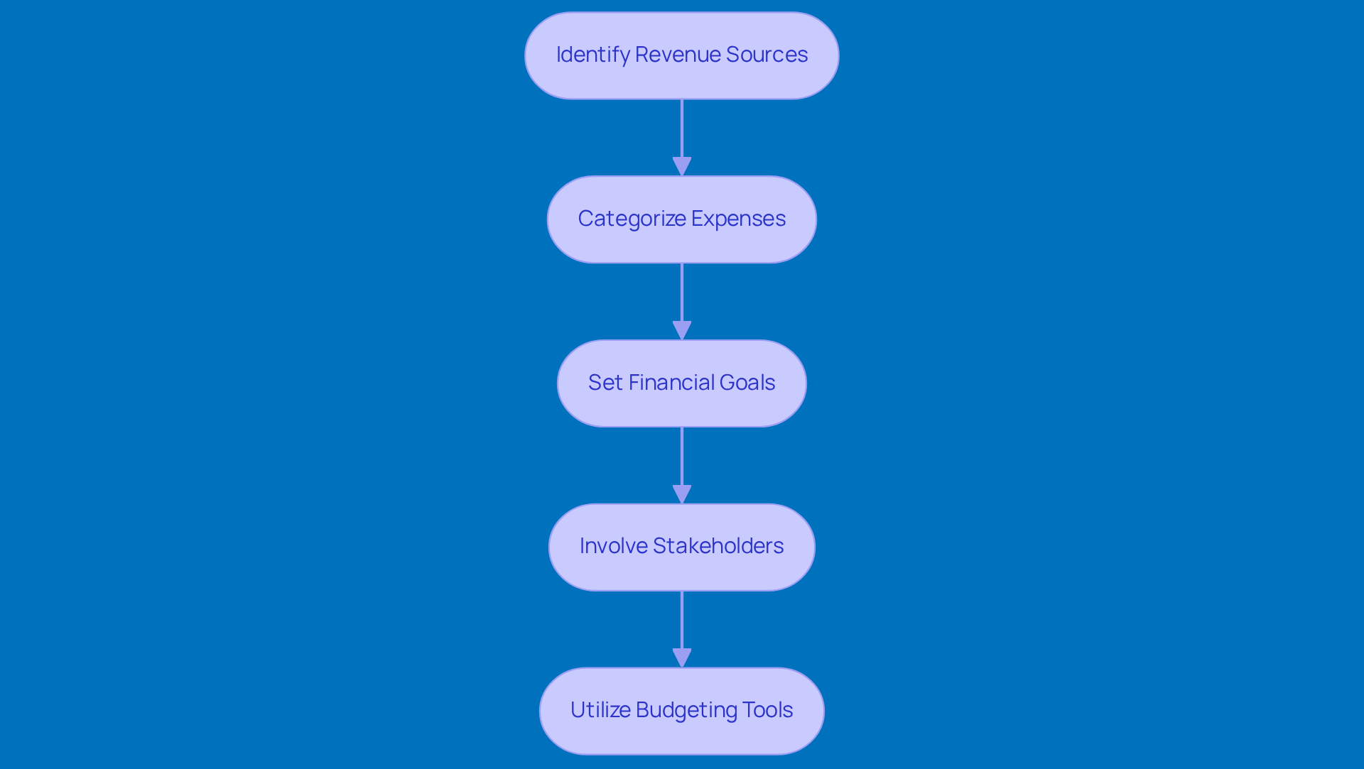 Each box represents a step in the budgeting process. Follow the arrows to see how each step leads to the next, helping you build a solid financial plan for your organization.