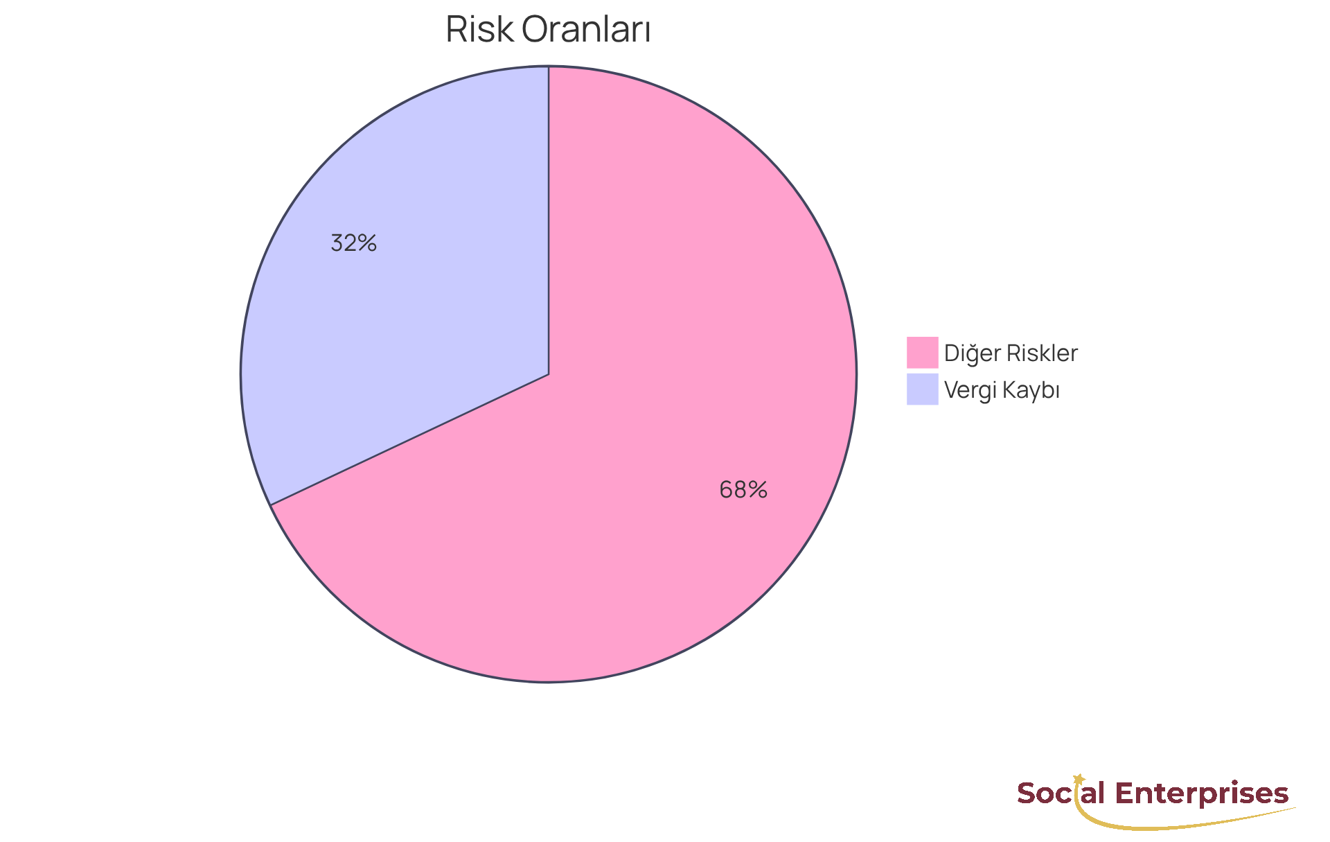 Mavi dilim, vergi kaybı yaptırımı riski olan mükelleflerin oranını gösteriyor. Yeşil dilim ise diğer riskleri temsil ediyor. Yüzde ne kadar büyükse, o kadar fazla mükellef bu riski taşıyor.