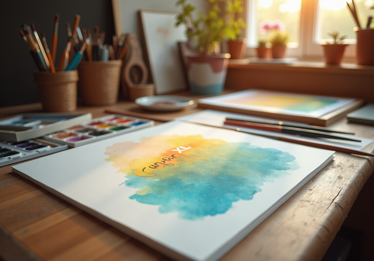 Creative Workspace with Canson XL Watercolor Paper