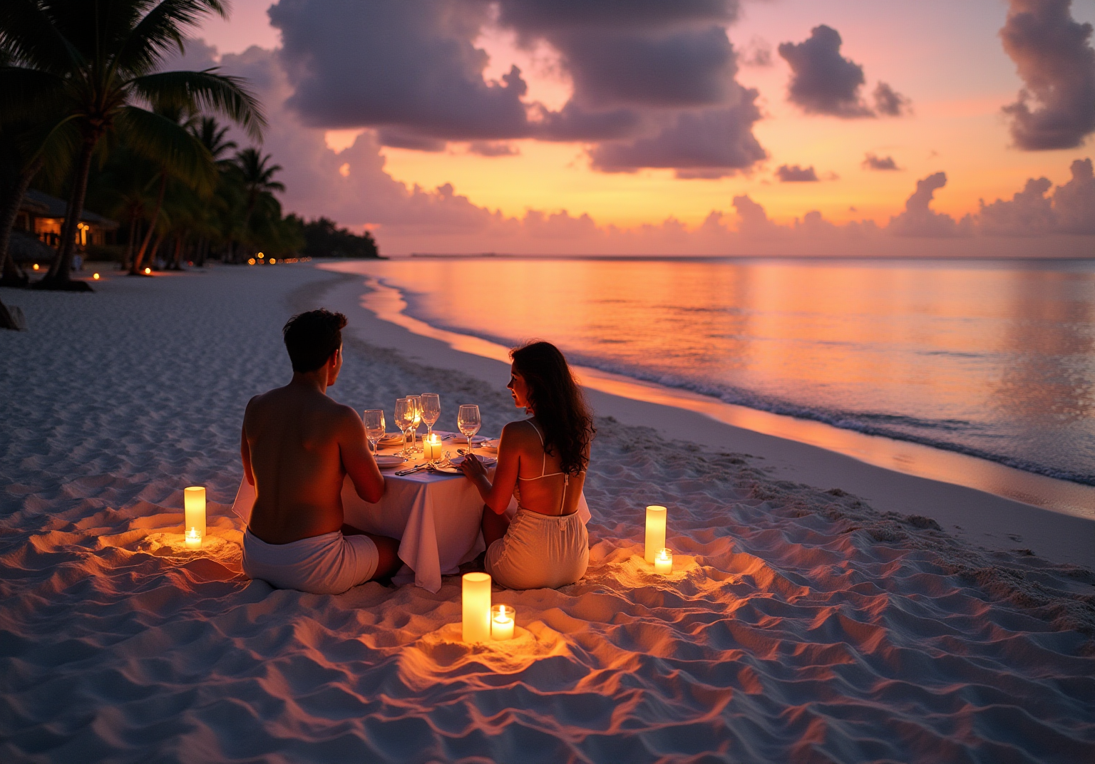 Romantic Maldives Beach Sunset Dinner Romantic Maldives Beach Sunset Dinner