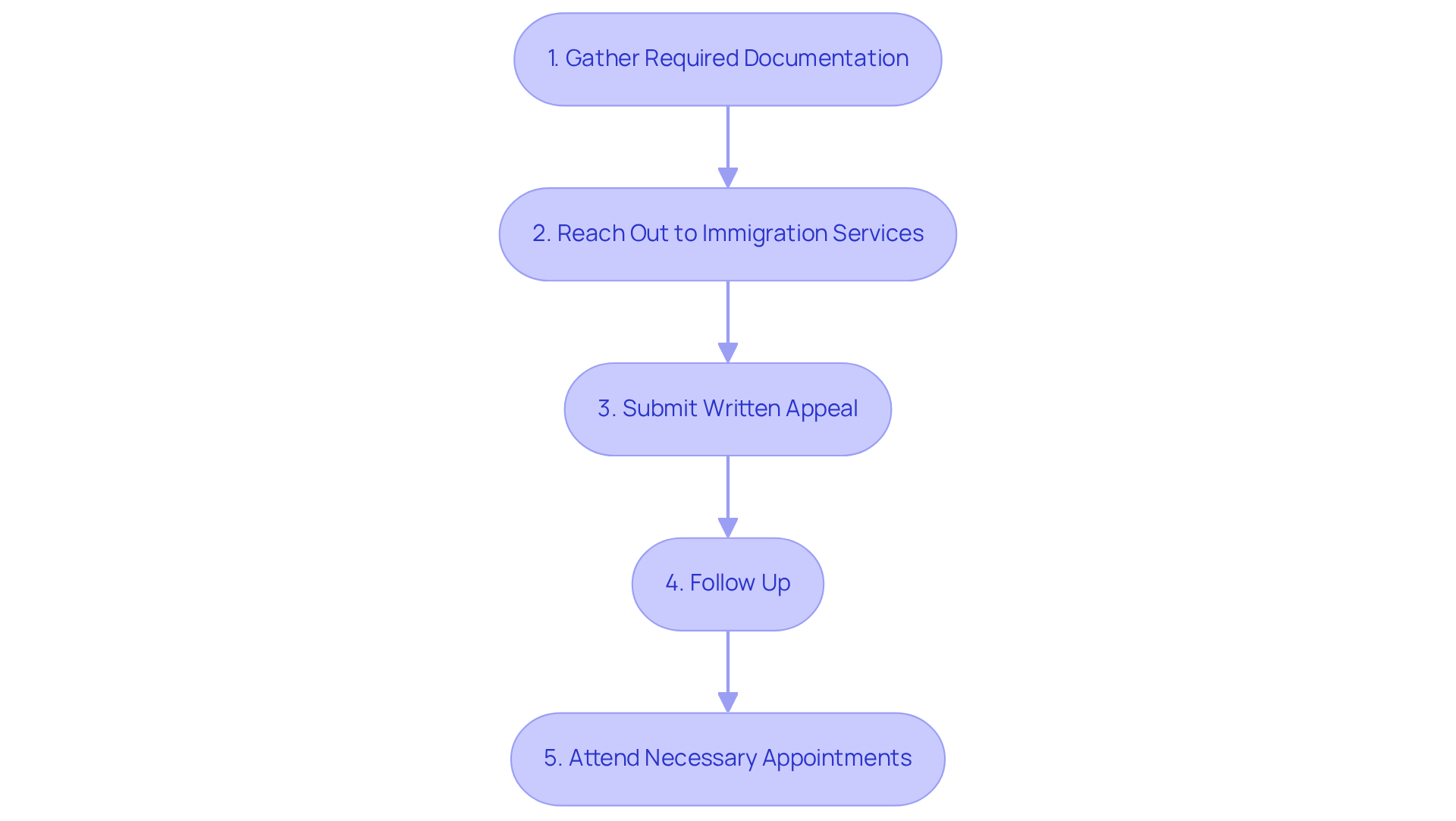 Each box represents a step you need to take in the expedite request process. Follow the arrows to see what you need to do next, starting from gathering your documents all the way to attending any necessary appointments.