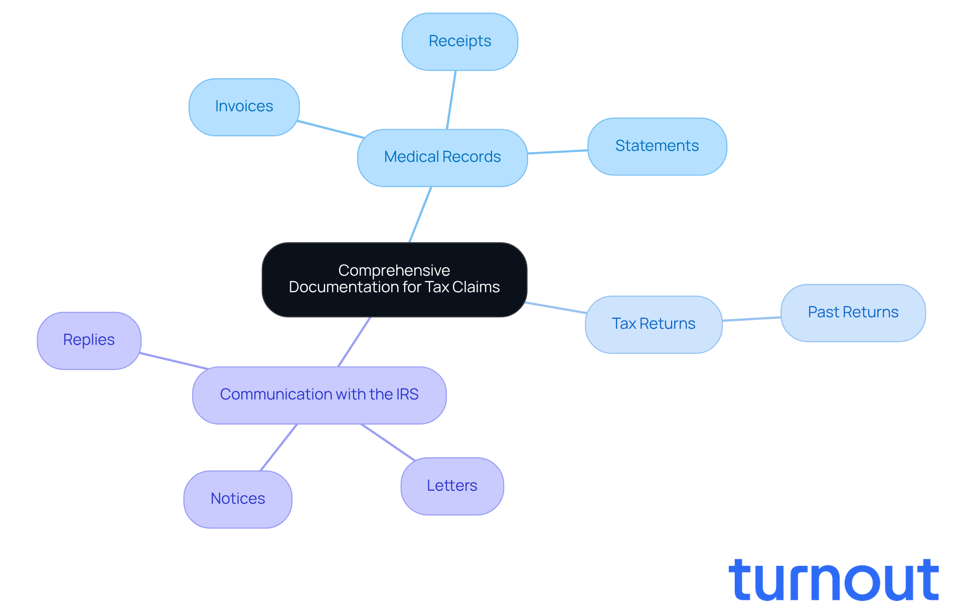 The central node represents the main topic, while the branches show key areas to focus on for documentation. Each sub-branch provides specific details to help you remember what to keep track of.