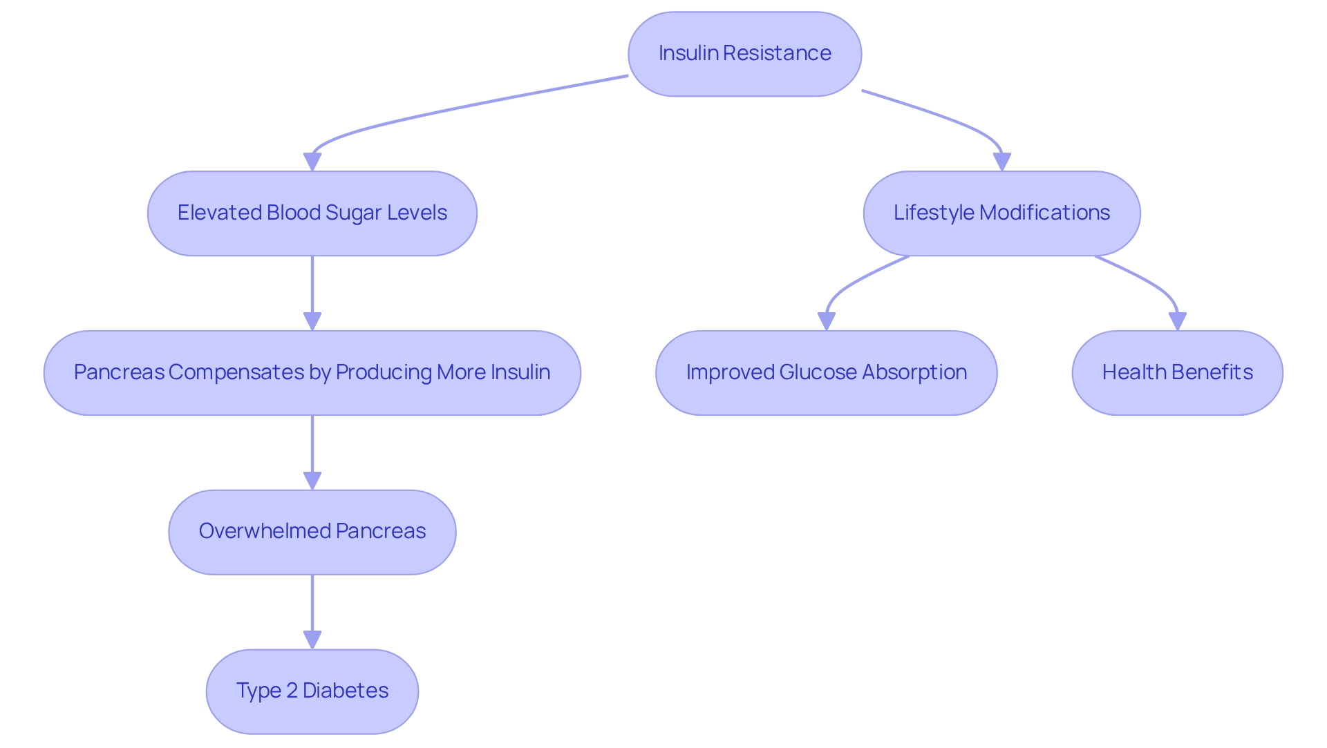 This flowchart explains the progression from insulin resistance to type 2 diabetes and highlights lifestyle changes that can help. Follow the arrows to see how each step connects. This flowchart explains the progression from insulin resistance to type 2 diabetes and highlights lifestyle changes that can help. Follow the arrows to see how each step connects.