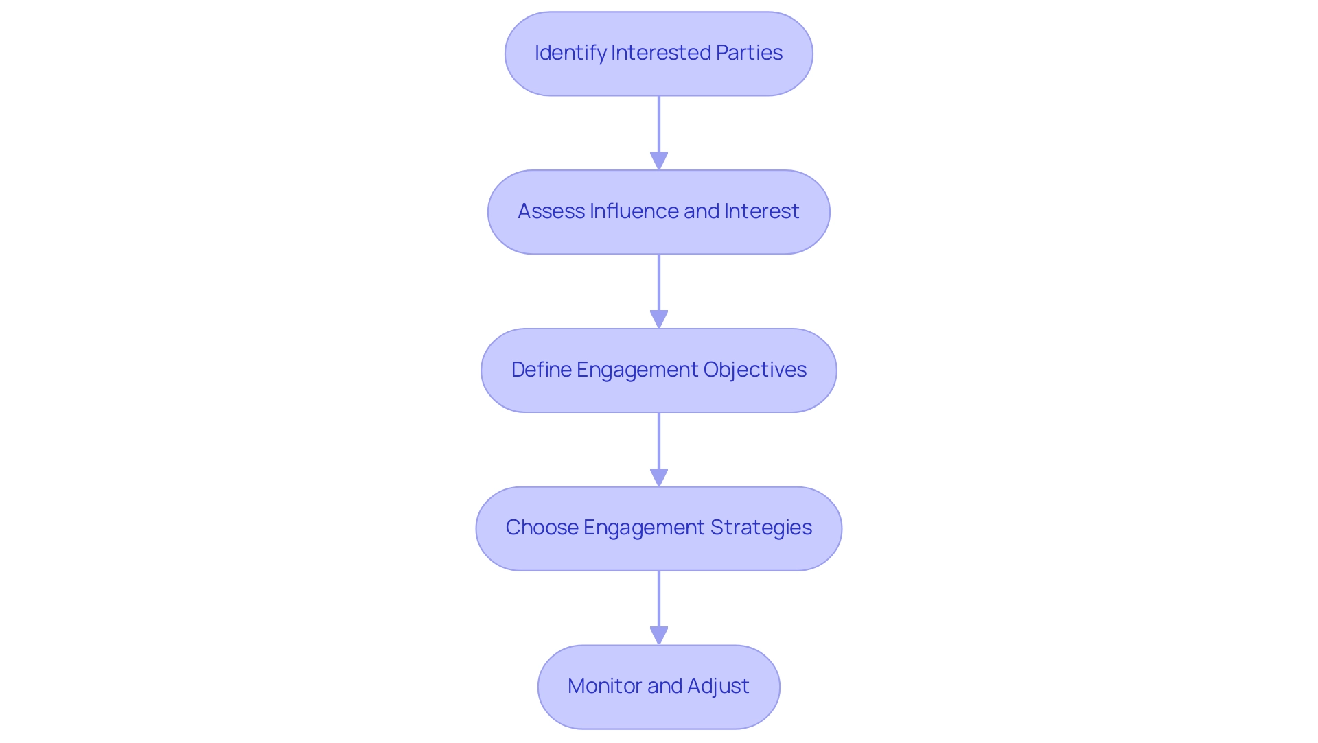 Each box represents a step in the stakeholder engagement process, with arrows indicating the flow from one step to the next.