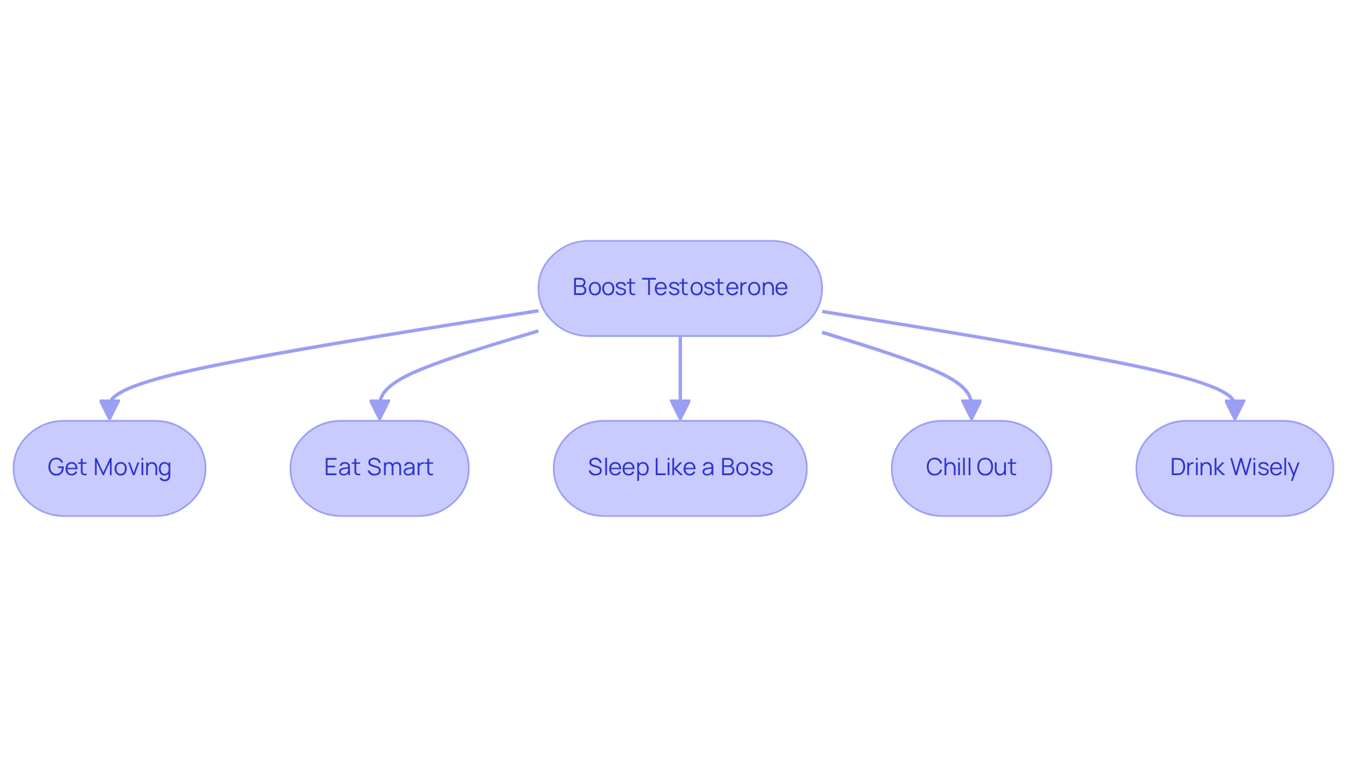 Each box represents a lifestyle change you can make to help increase your testosterone. Follow the arrows to see how these changes work together to boost your hormone levels and improve your overall lifestyle. Each box represents a lifestyle change you can make to help increase your testosterone. Follow the arrows to see how these changes work together to boost your hormone levels and improve your overall lifestyle.